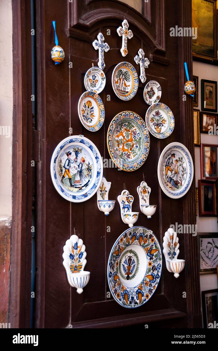 Hungarian ceramics in old town Buda in Budapest, Hungary Stock Photo ...