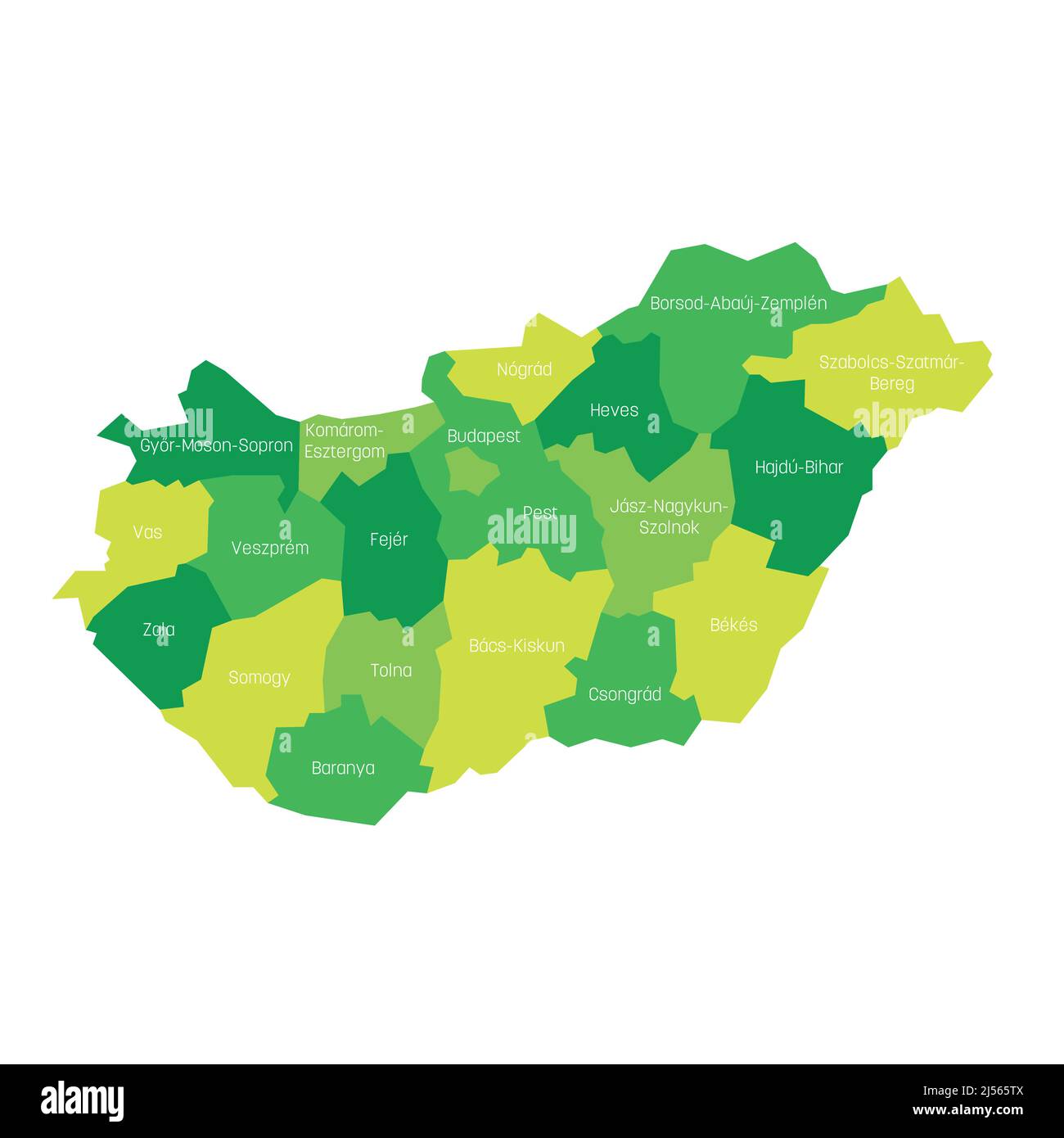 Hungary - administrative map of counties Stock Vector Image & Art - Alamy