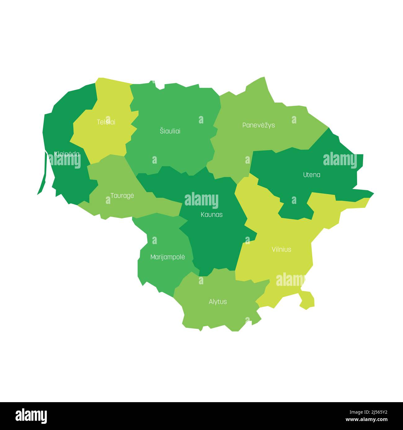 Lithuania - administrative map of counties Stock Vector Image & Art - Alamy