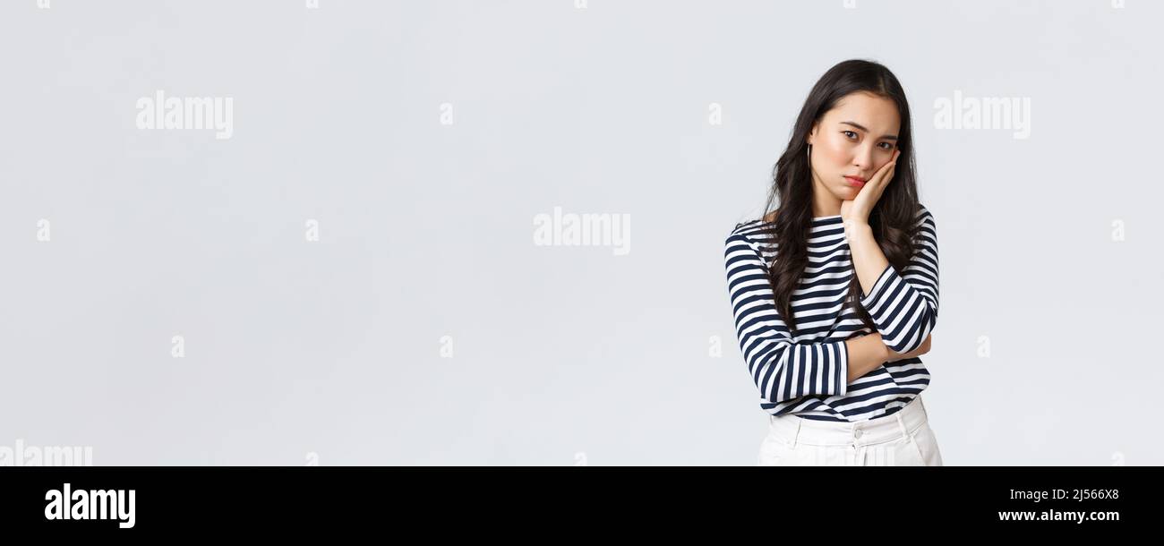 Lifestyle, beauty and fashion, people emotions concept. Annoyed and ...