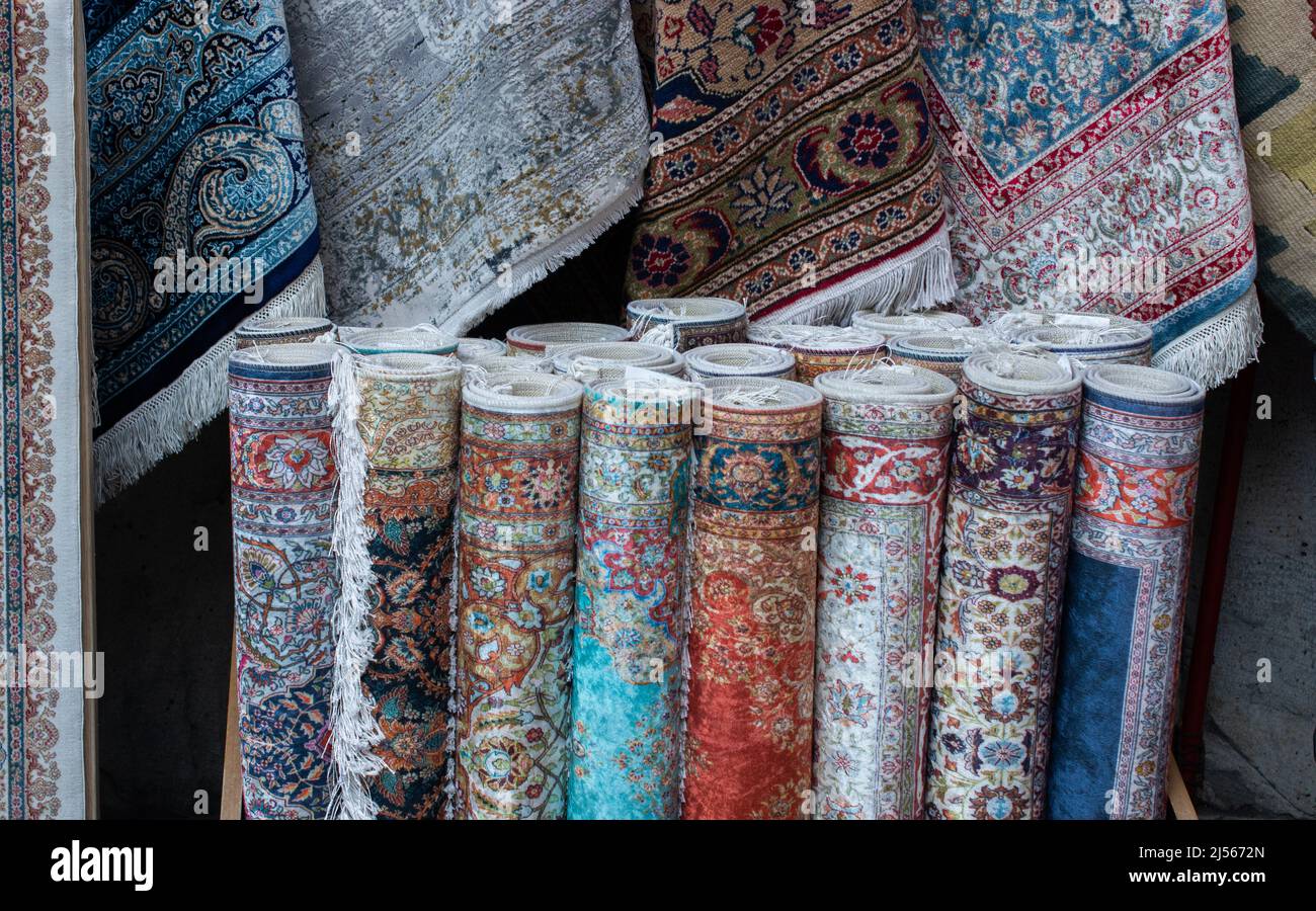 Handmade rugs with traditonal patterns Stock Photo - Alamy