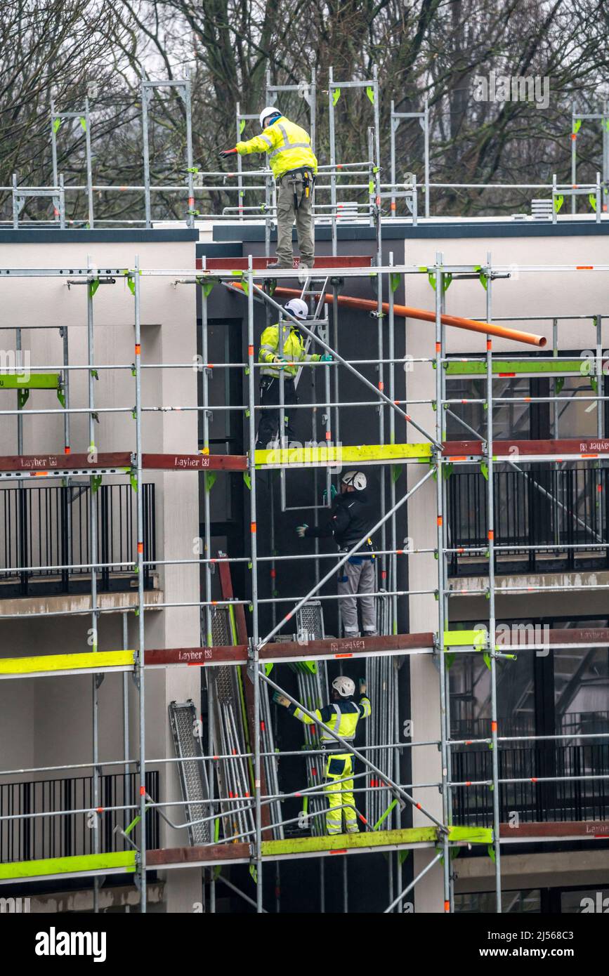 Construction site, scaffolding, dismantling of scaffolding on a ...