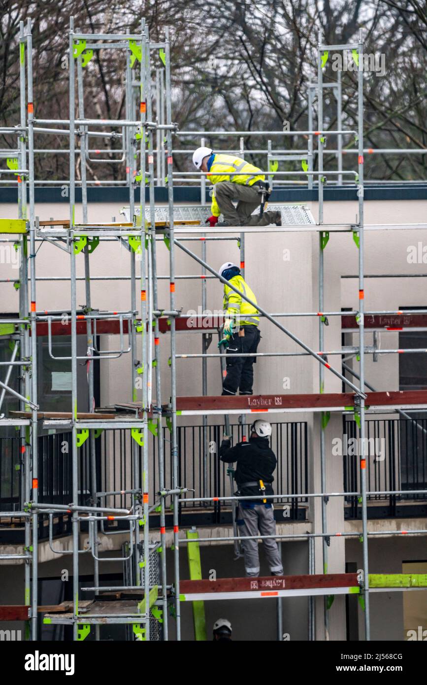 Construction site, scaffolding, dismantling of scaffolding on a ...