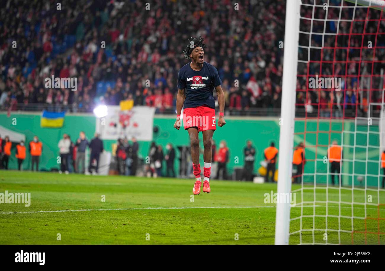 Red Bull Arena, Leipzig, Germany. 20th Apr, 2022. Mohamed Simakan of RB ...