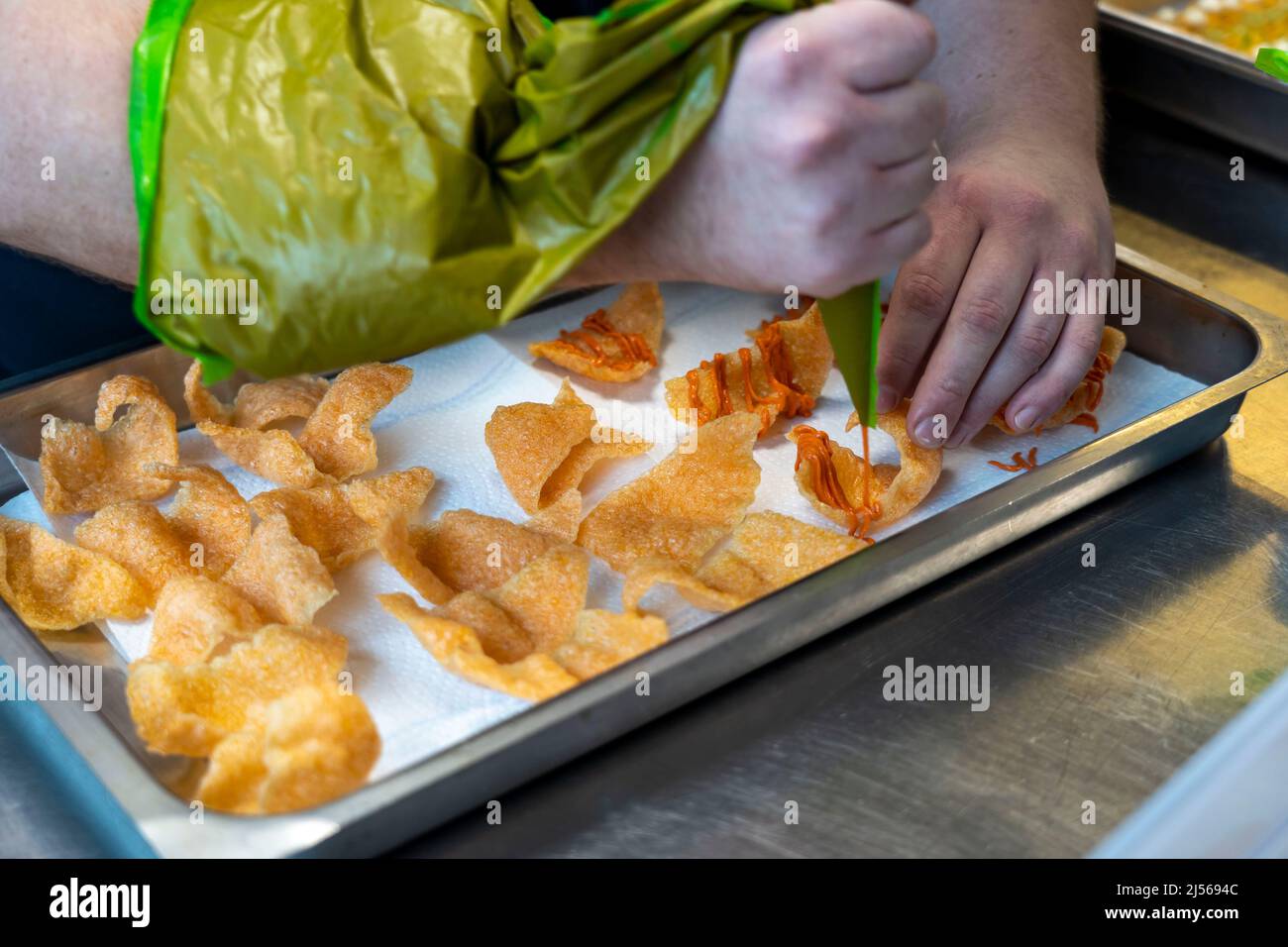 Kitchen of an upscale restaurant, starters are prepared Stock Photo - Alamy