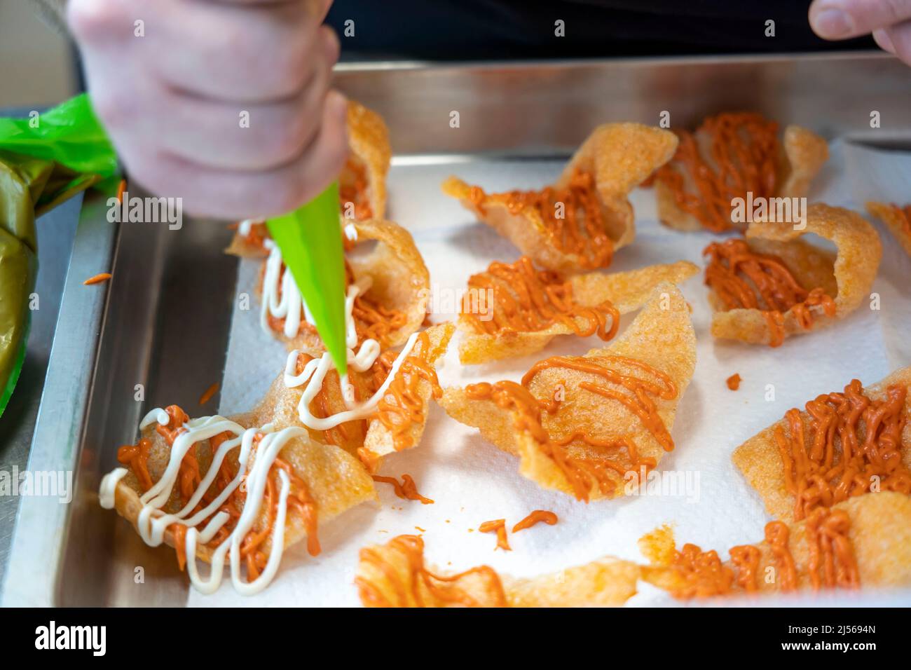 Kitchen of an upscale restaurant, starters are prepared Stock Photo - Alamy