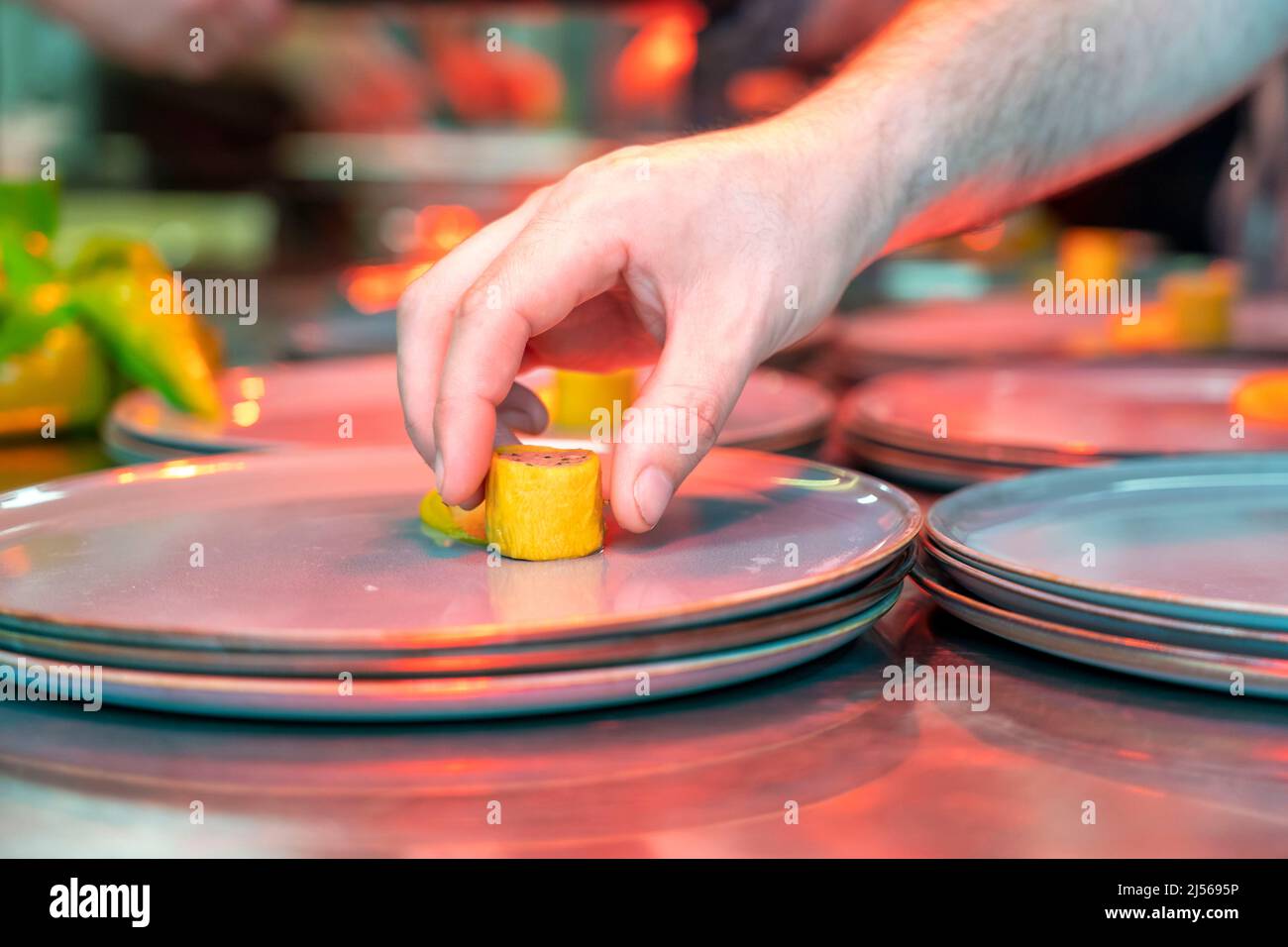 Kitchen of an upscale restaurant, starters are prepared Stock Photo - Alamy