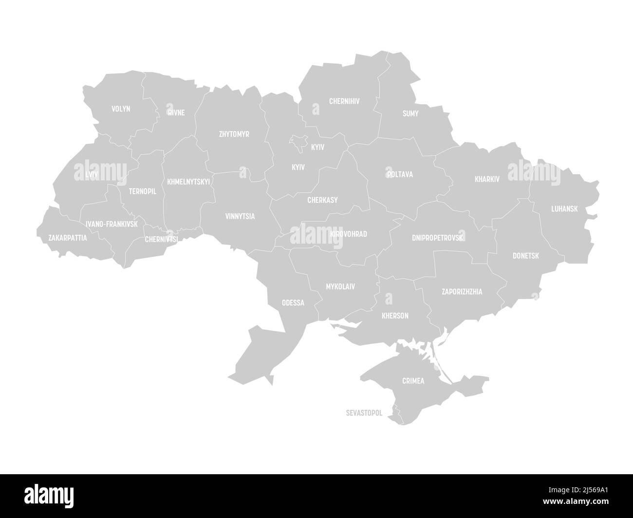 Ukraine - administrative map of oblasts Stock Vector Image & Art - Alamy