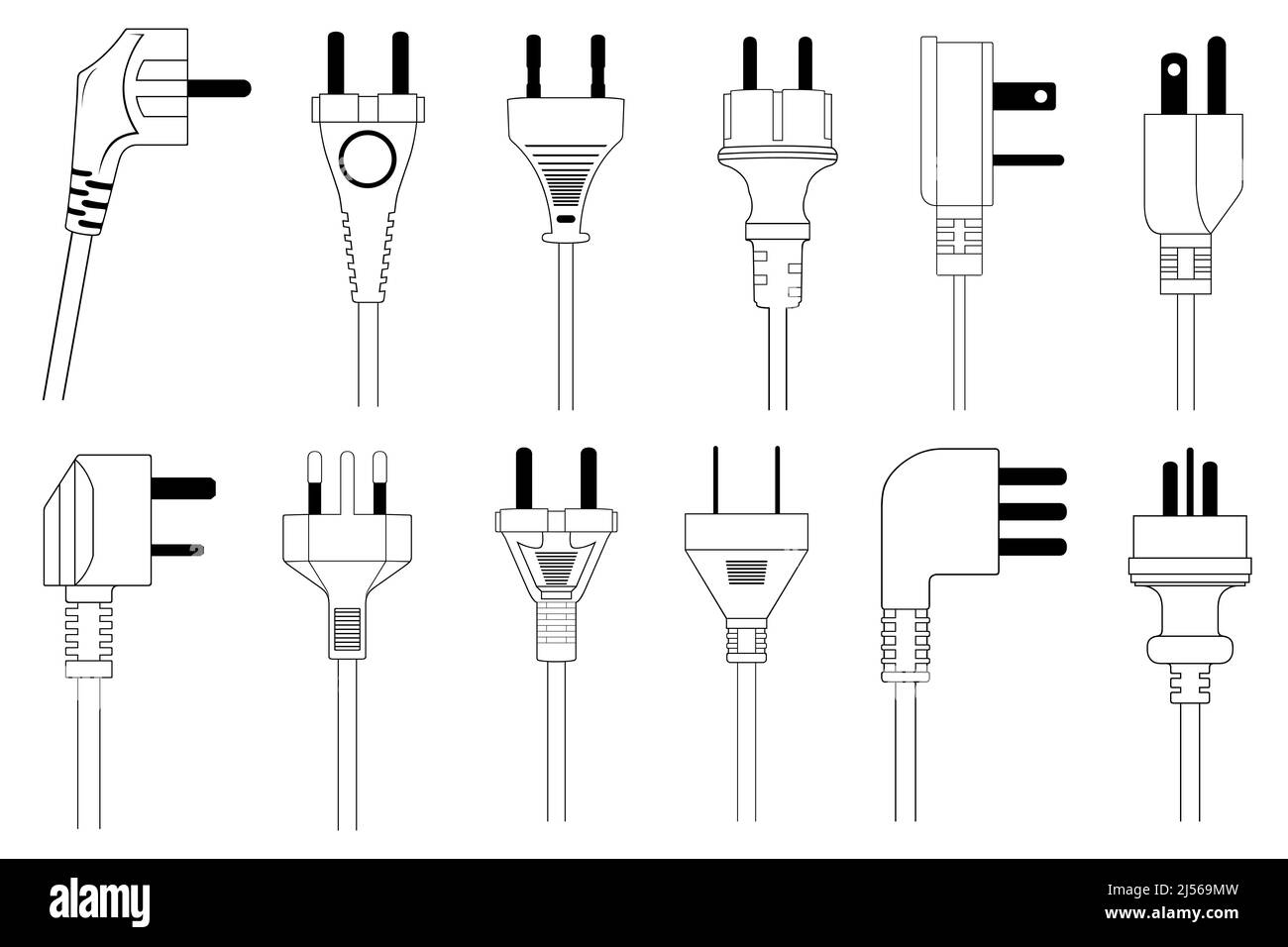 Collection of different plugs isolated on white Stock Photo - Alamy