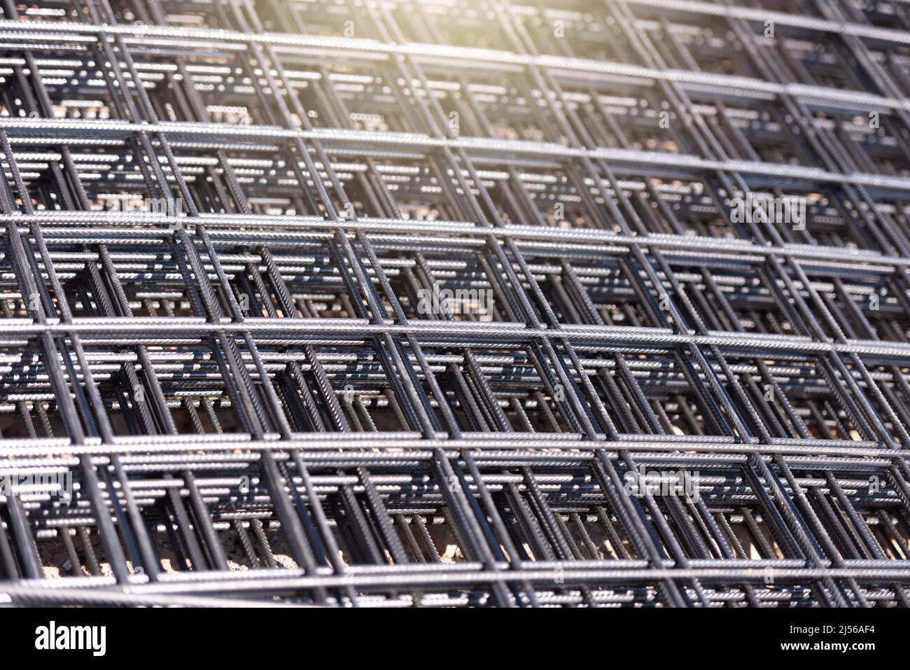 Construction workers fabricating steel reinforcement bar at the ...