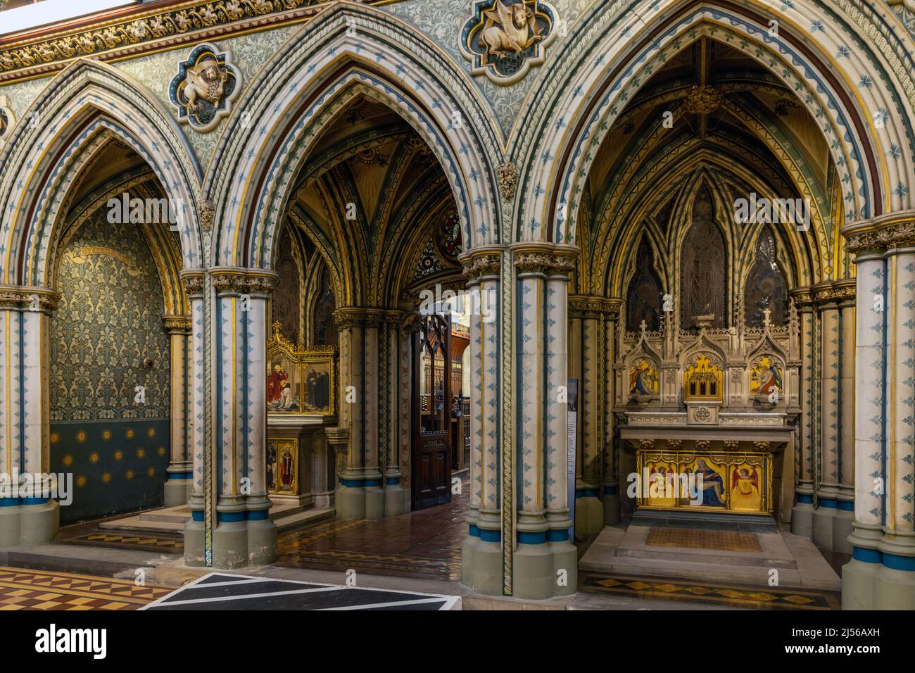 The neo-Gothic ornate interior of St Cuthbert's Chapel, Ushaw College ...