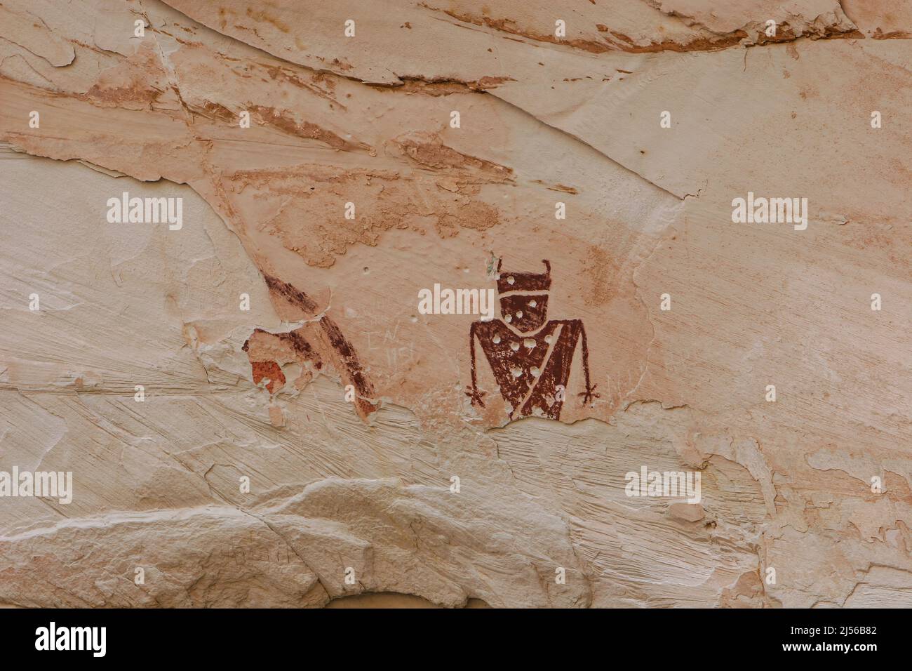 A Fremont Culture pictograph on a rock art panel Temple Mountain in the ...