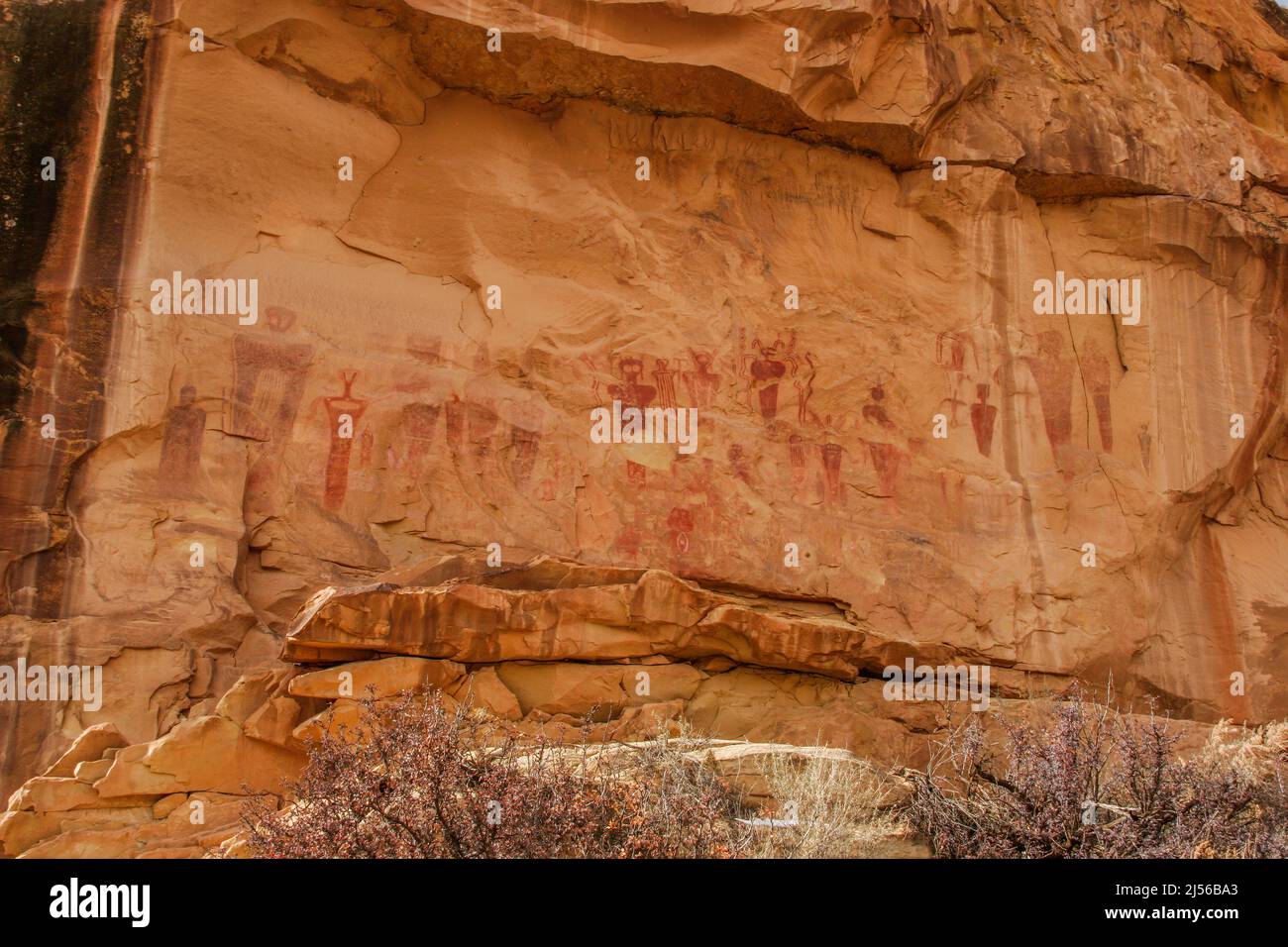 The Sego Canyon pictograph rock art panel in Utah was painted by the ...