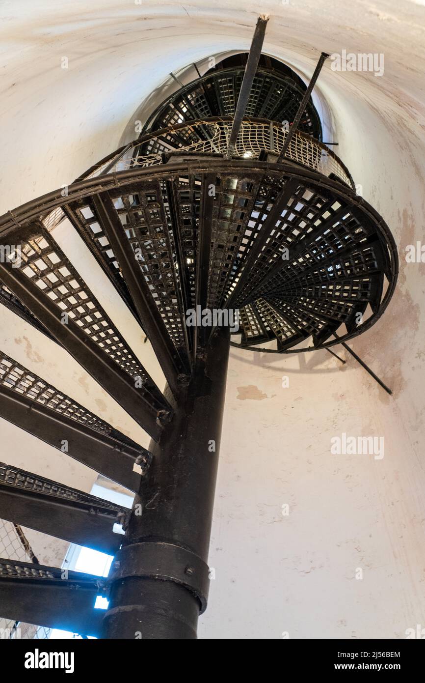 The winding spiral staircase to the top of the Port Isabel Lighthouse ...