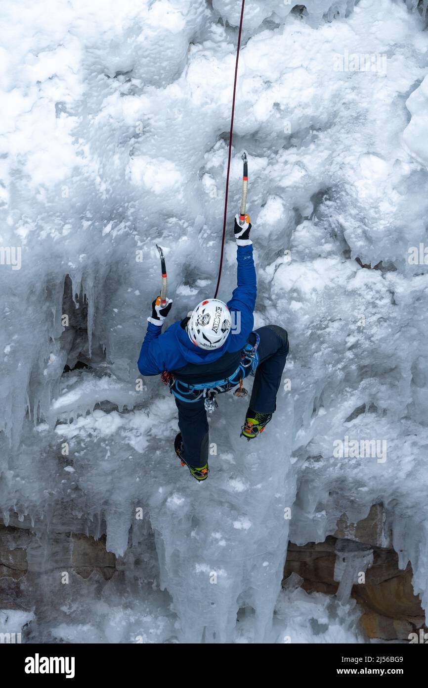 Overhead ice climber climbing frozen hi-res stock photography and ...