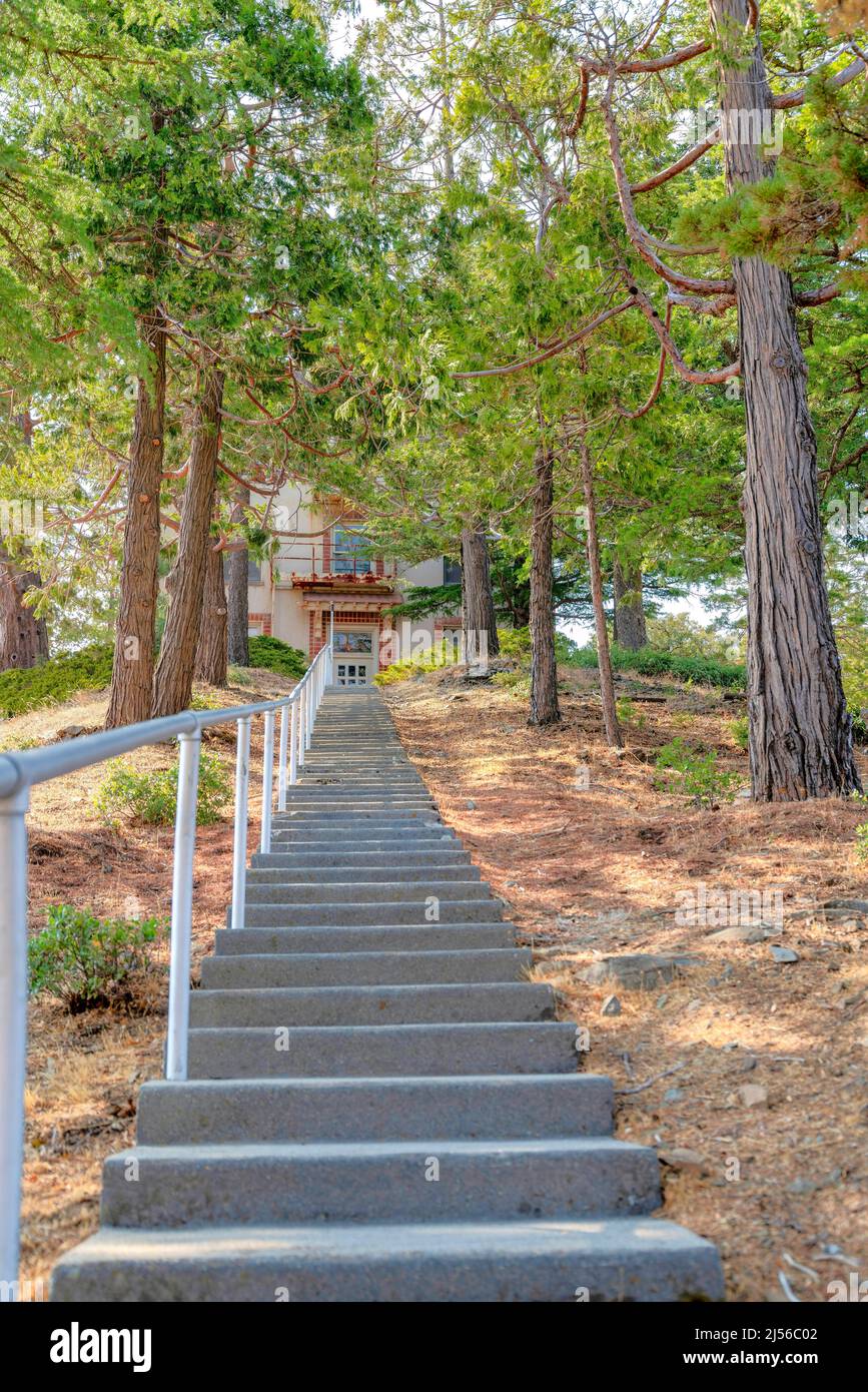 Long staircase heading to a house at San Clemente, California. Concrete ...