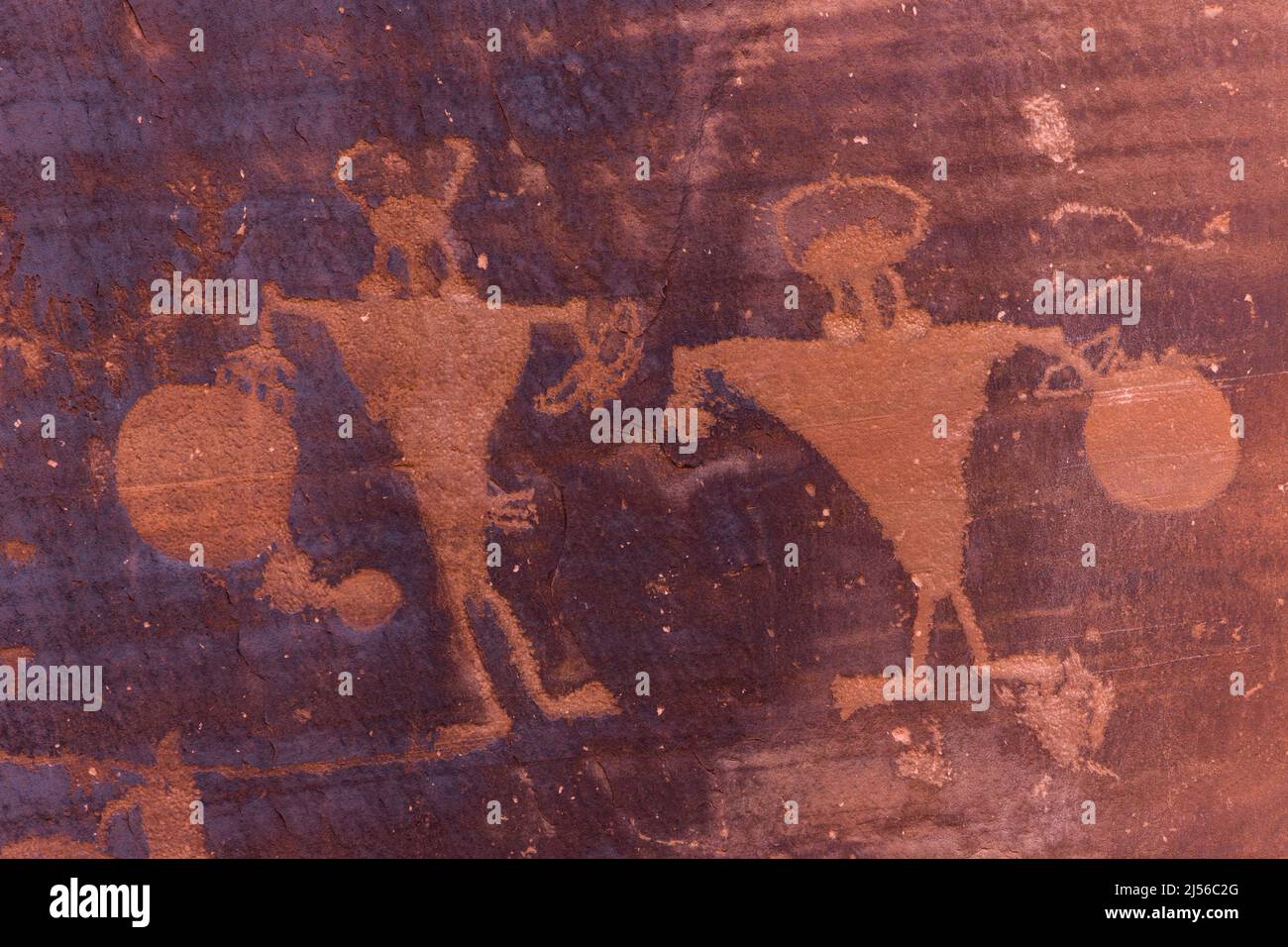 Fremont Culture Native American petroglyphs on a rock art panel in the ...