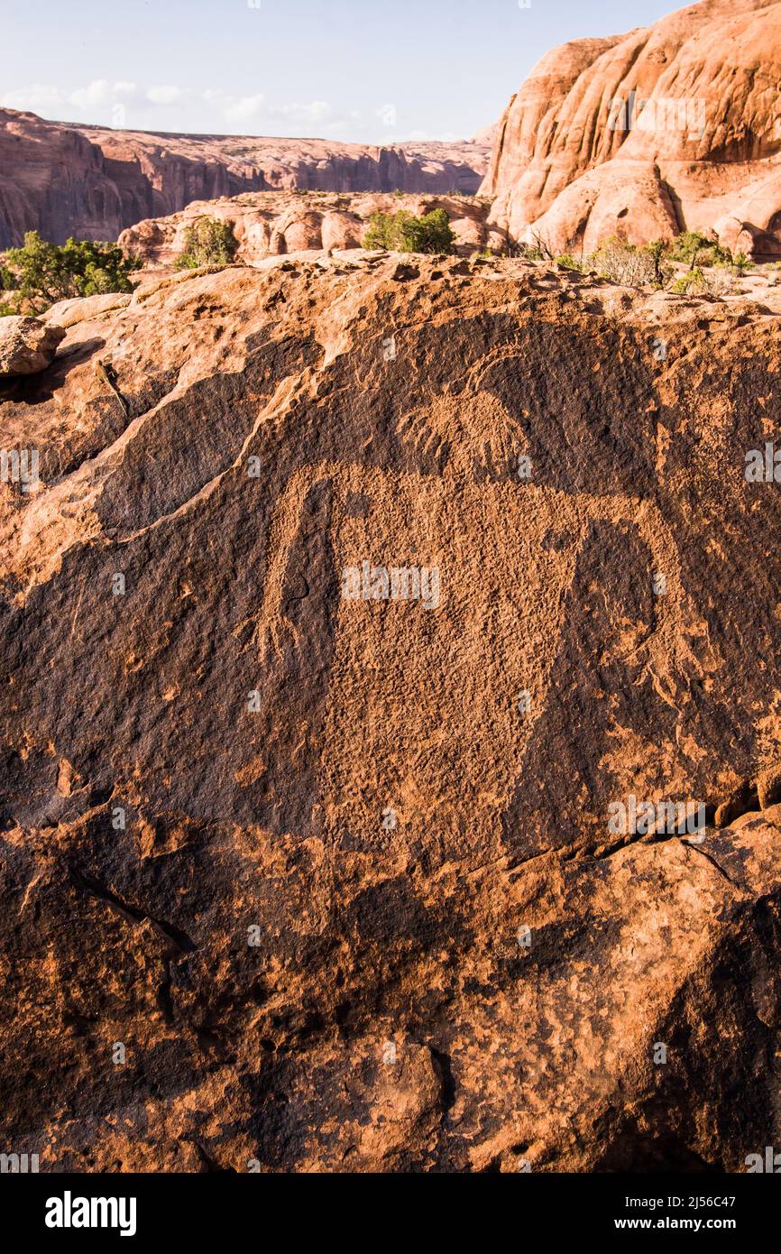 The Moab Maiden Panel is an ancient Ancestral Puebloan Native American ...