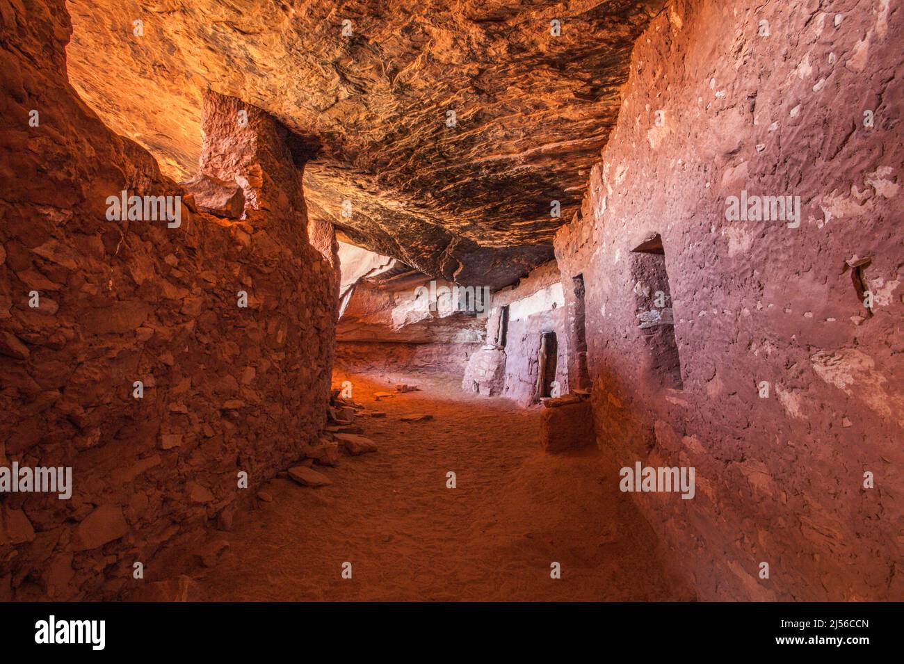 Inside the defensive wall of the Moon House Ruin on Cedar Mesa, Bears ...