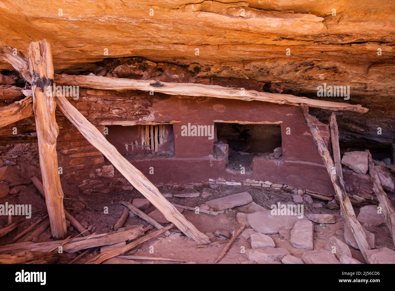 A collapsed painted kiva in the Moon House Ruin complex on Cedar Mesa ...