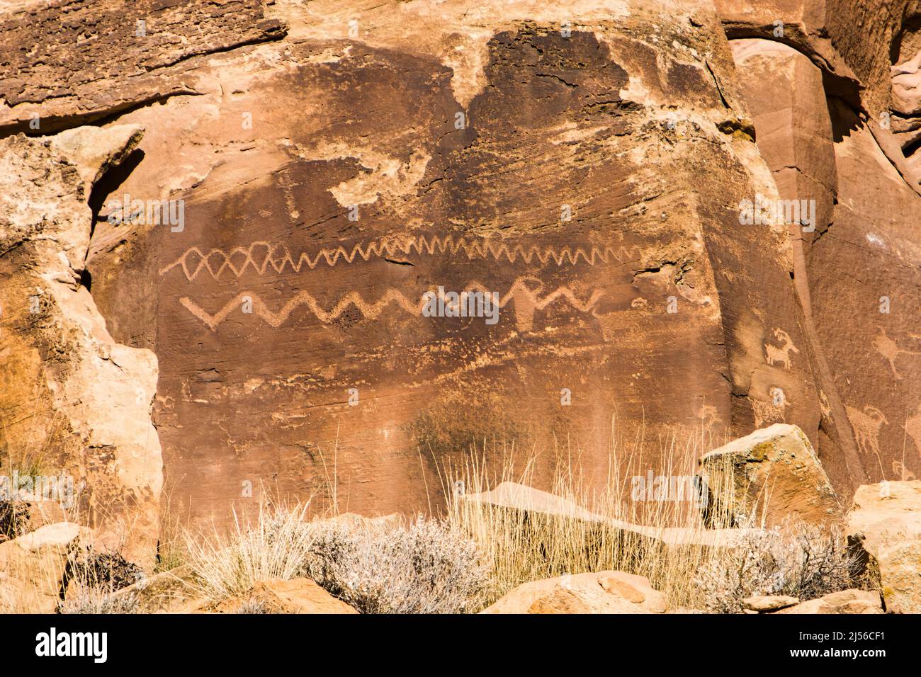 A snake petroglyph panel in Nine Mile Canyon in Utah. Nine Mile Canyon ...