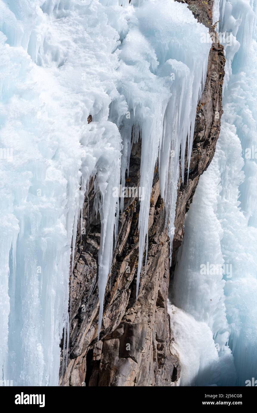 Ice formations on the wall of the Uncomphagre Gorge in the Ouray Ice ...