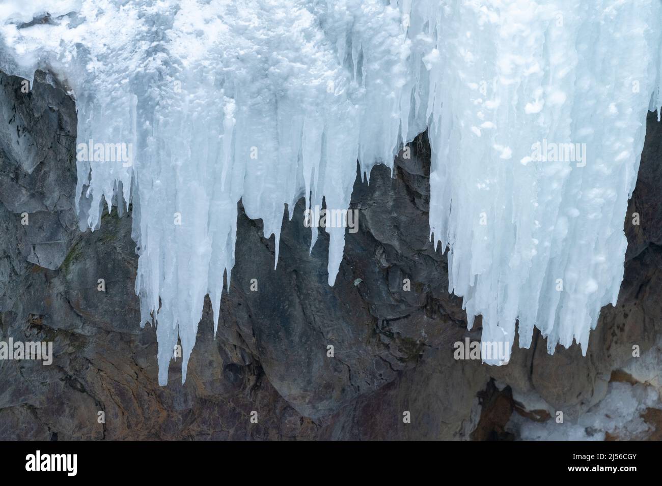 Ice formations on the wall of the Uncomphagre Gorge in the Ouray Ice ...