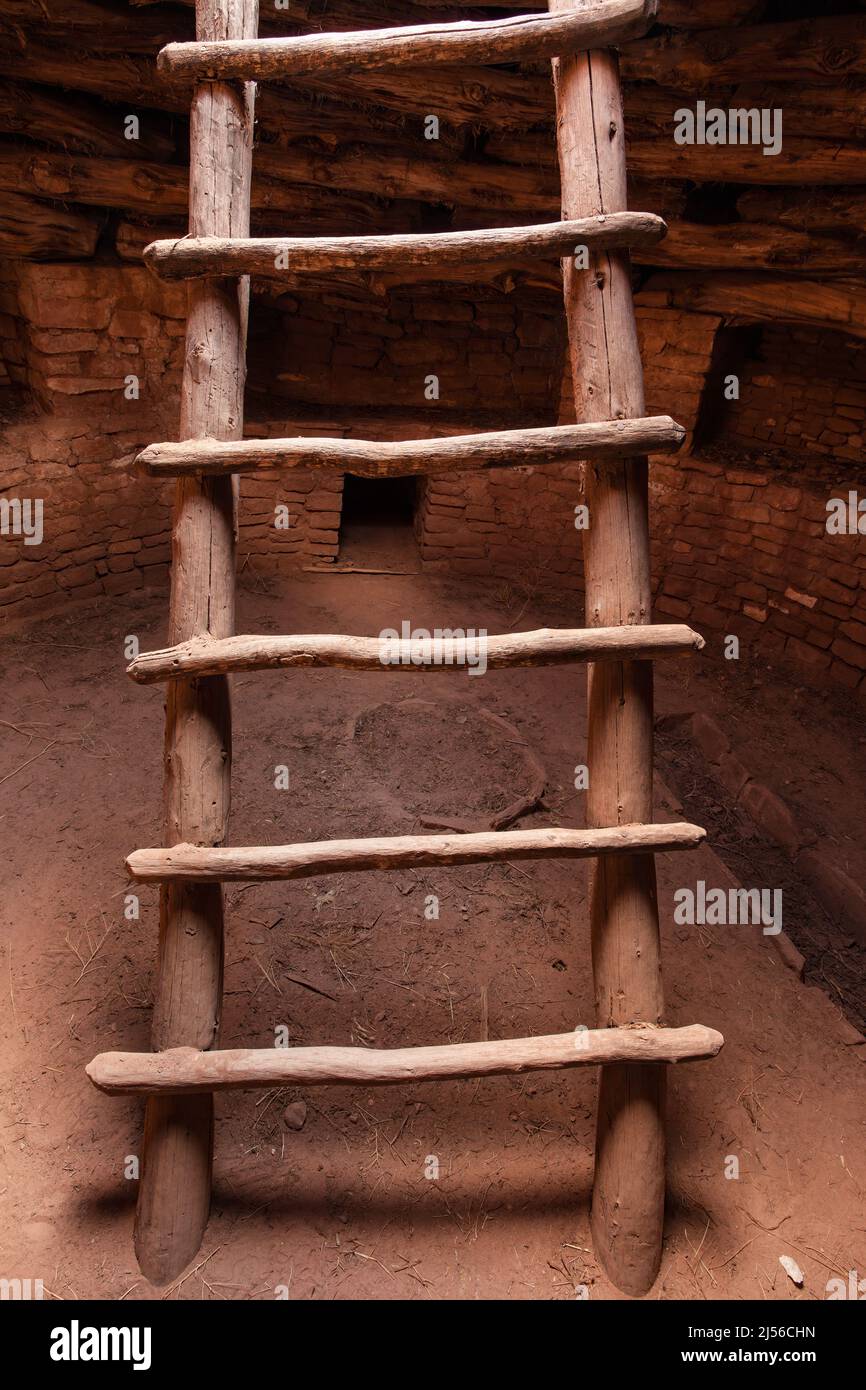 The interior of a 800-year old ceremonial kiva in the Three Kivas ...