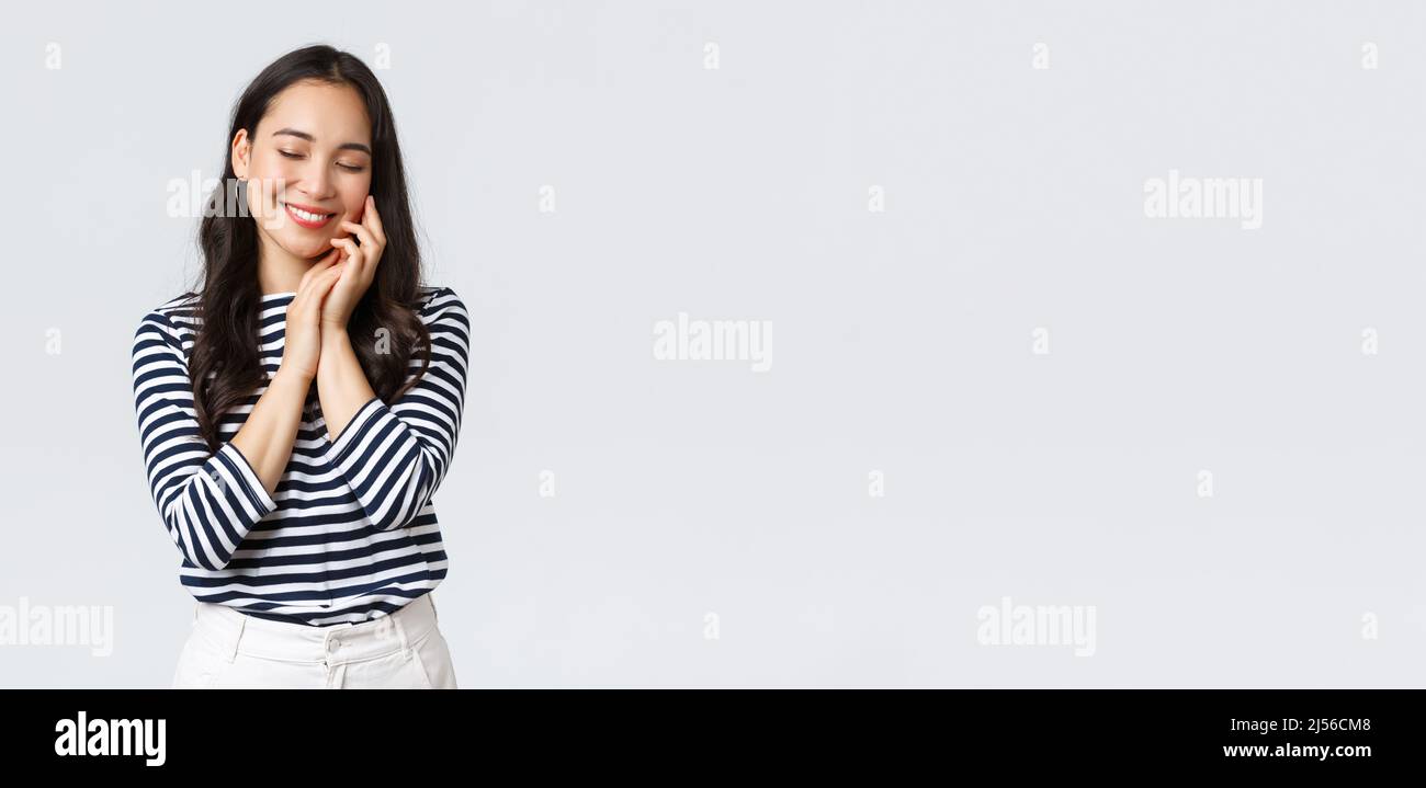 Lifestyle, people emotions and casual concept. Beautiful cute asian ...