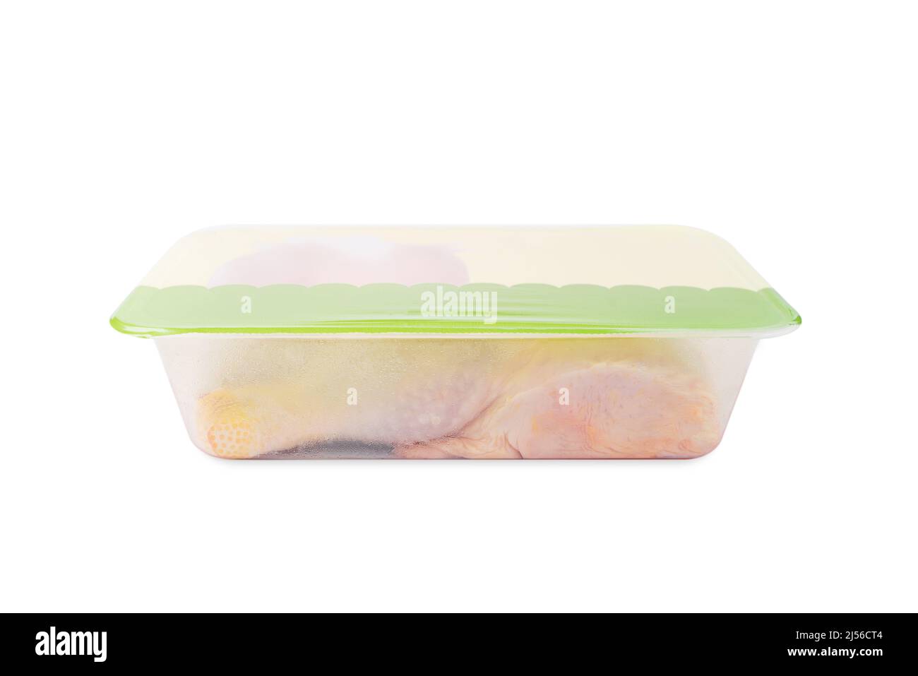 Drumstick chicken meat in a tray for a supermarket.Transparent tray ...