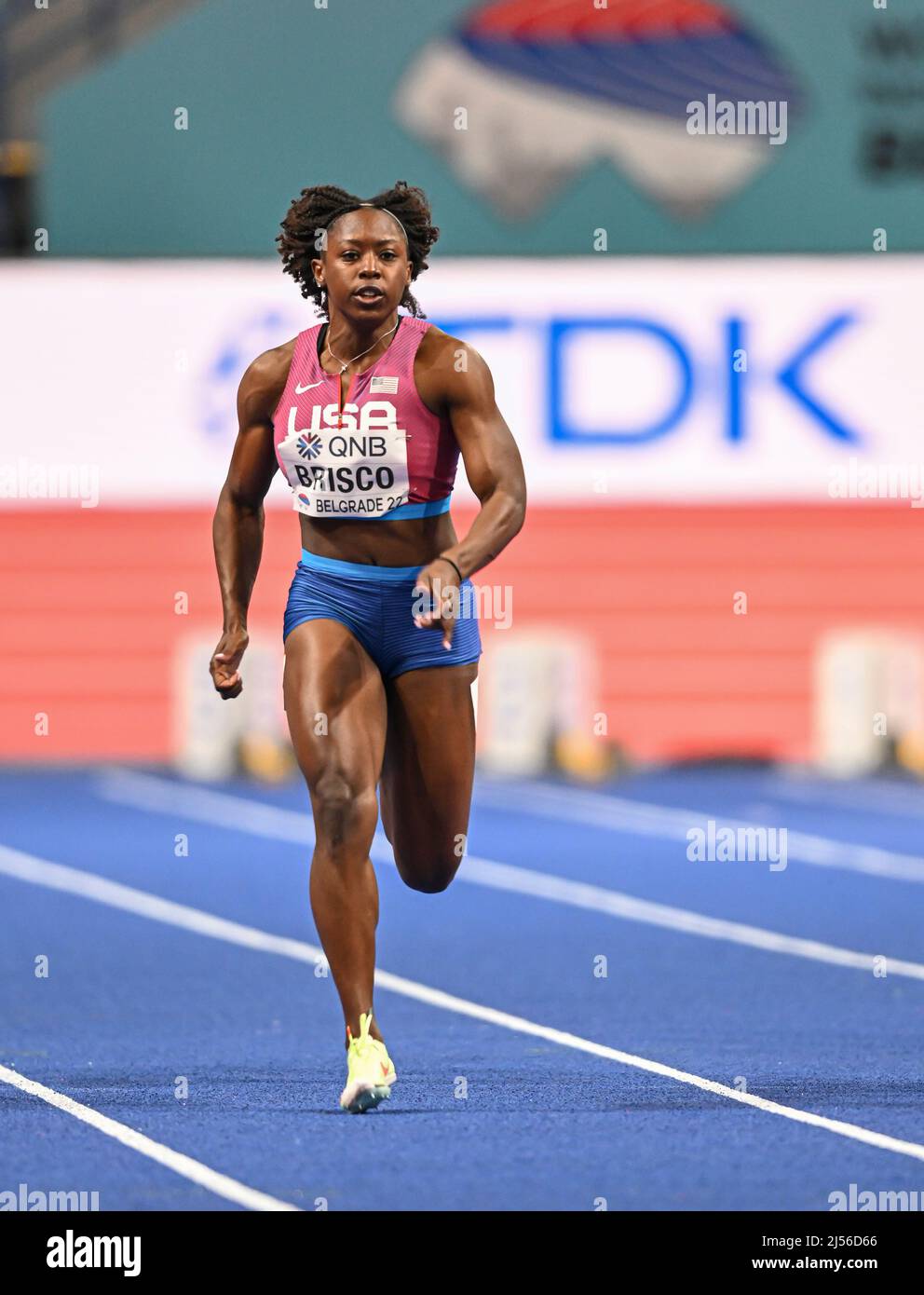 Mikiah Brisco participating in the Belgrade 2022 World Indoor ...