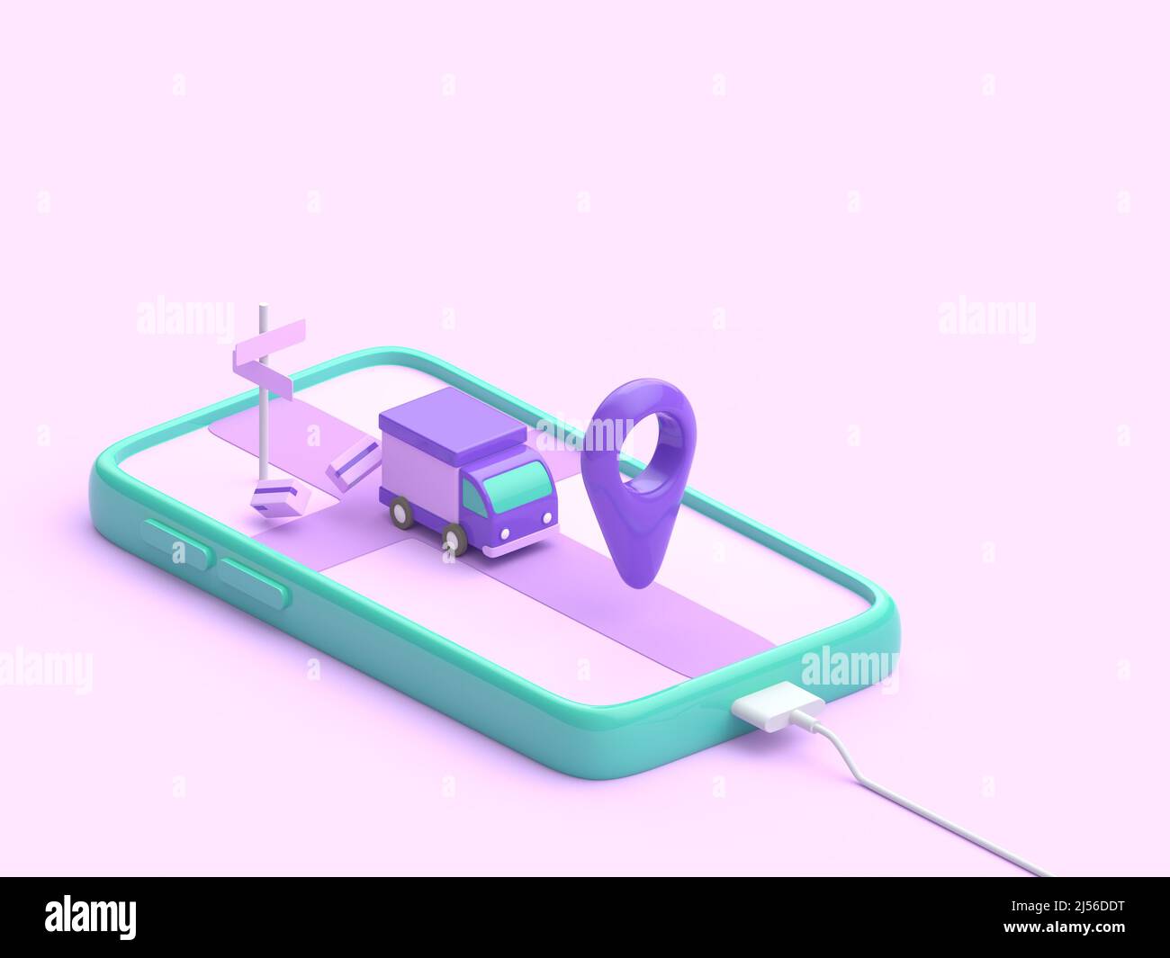 Tracking order app. 3D render Stock Photo - Alamy