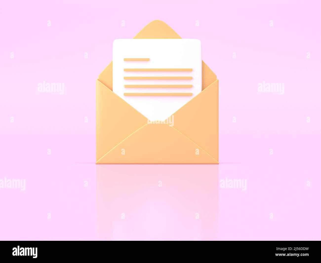 Open Envelope with Letter. 3D render Stock Photo - Alamy