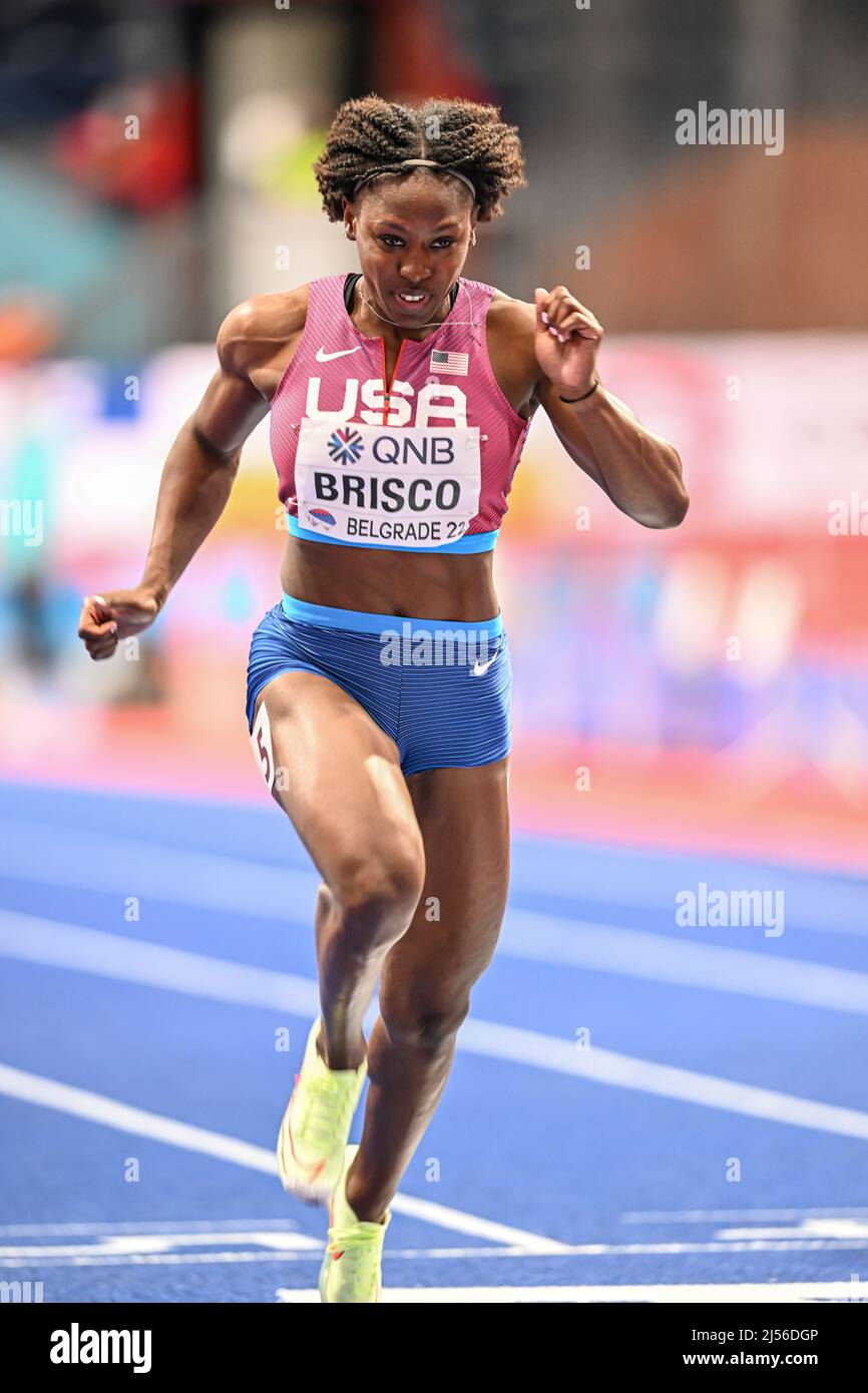 Mikiah Brisco participating in the Belgrade 2022 World Indoor ...
