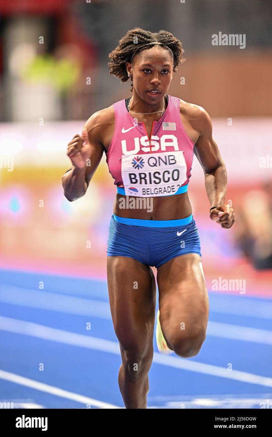 Mikiah Brisco participating in the Belgrade 2022 World Indoor ...