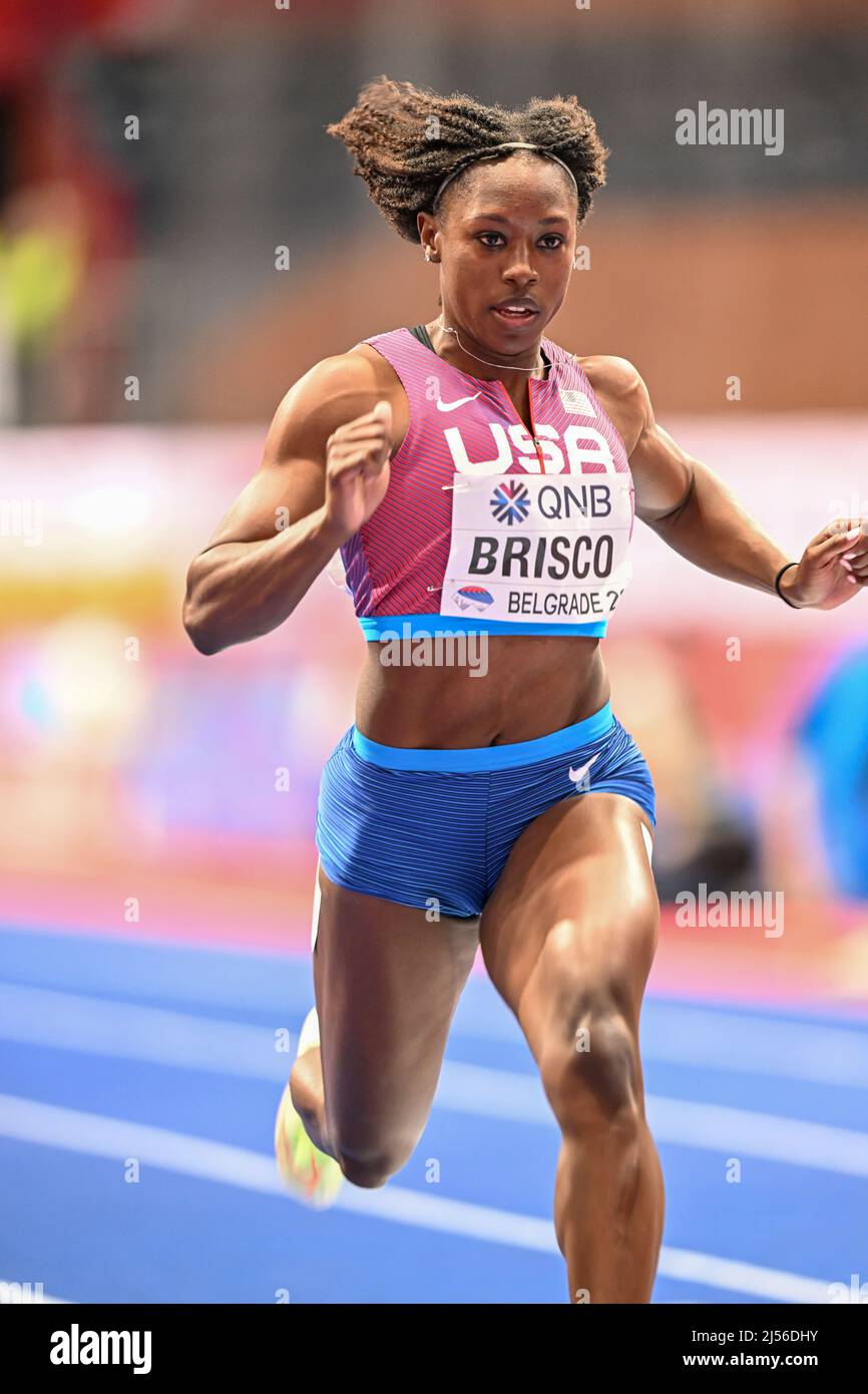 Mikiah Brisco participating in the Belgrade 2022 World Indoor ...