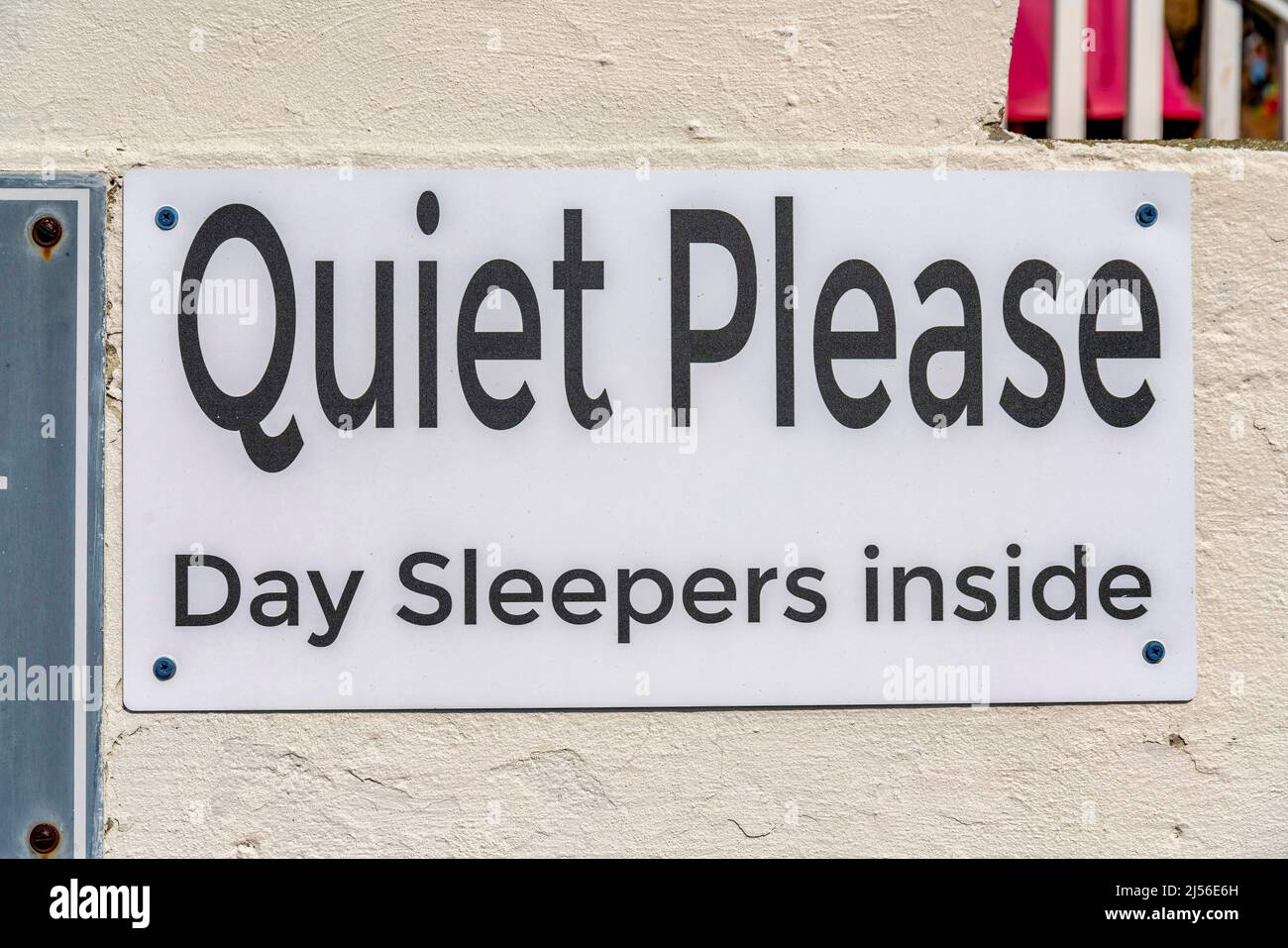 Sign with quiet please day sleepers inside at San Jose, California ...