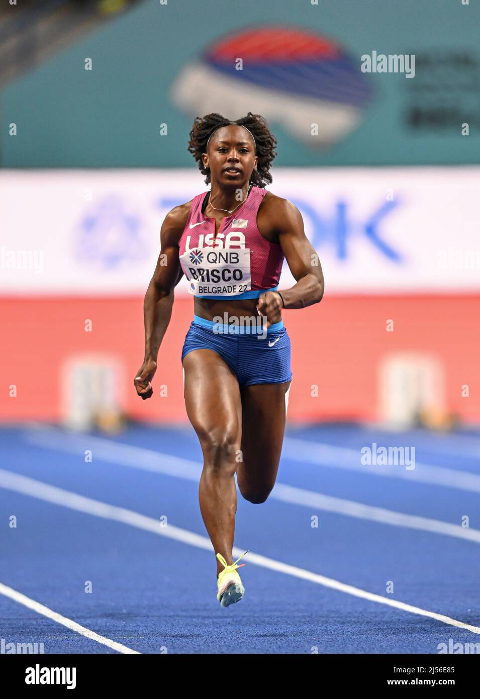 Mikiah Brisco participating in the Belgrade 2022 World Indoor ...