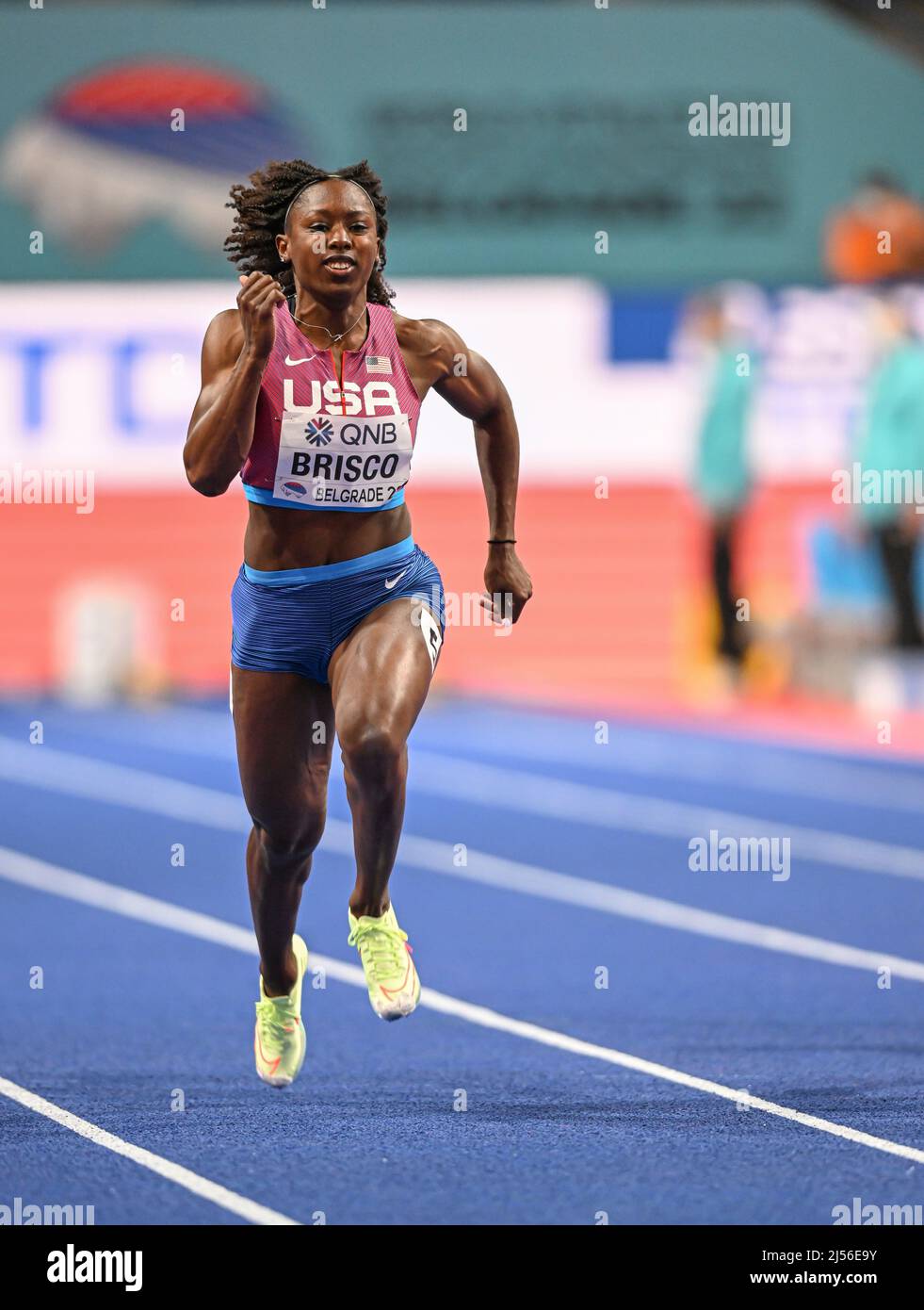 Mikiah Brisco participating in the Belgrade 2022 World Indoor ...