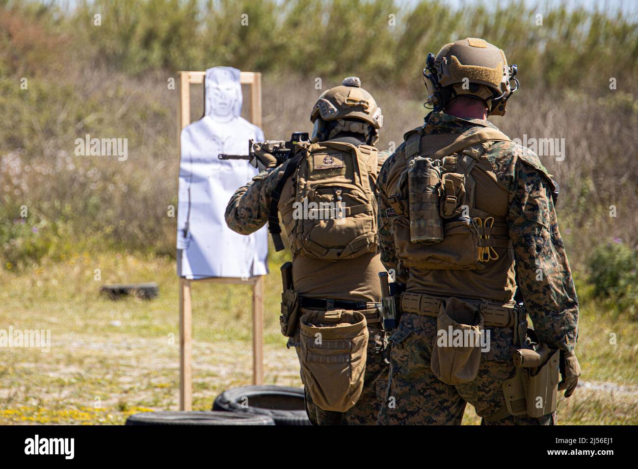 U.S. Marines with 2d Recon Battalion conduct a live-fire range near ...