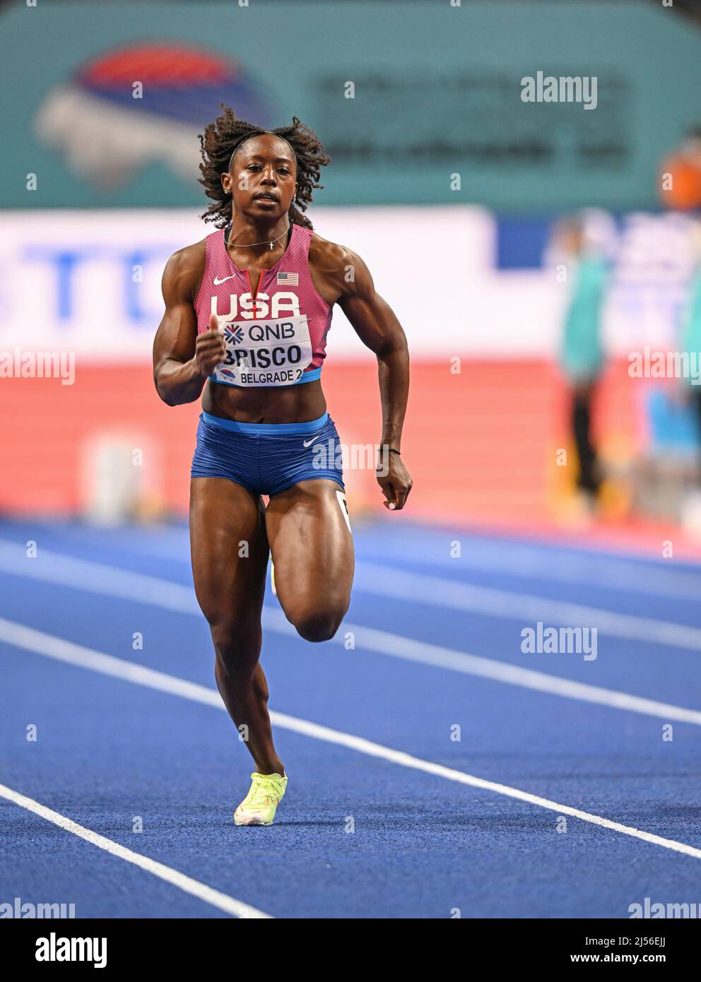 Mikiah Brisco participating in the Belgrade 2022 World Indoor ...