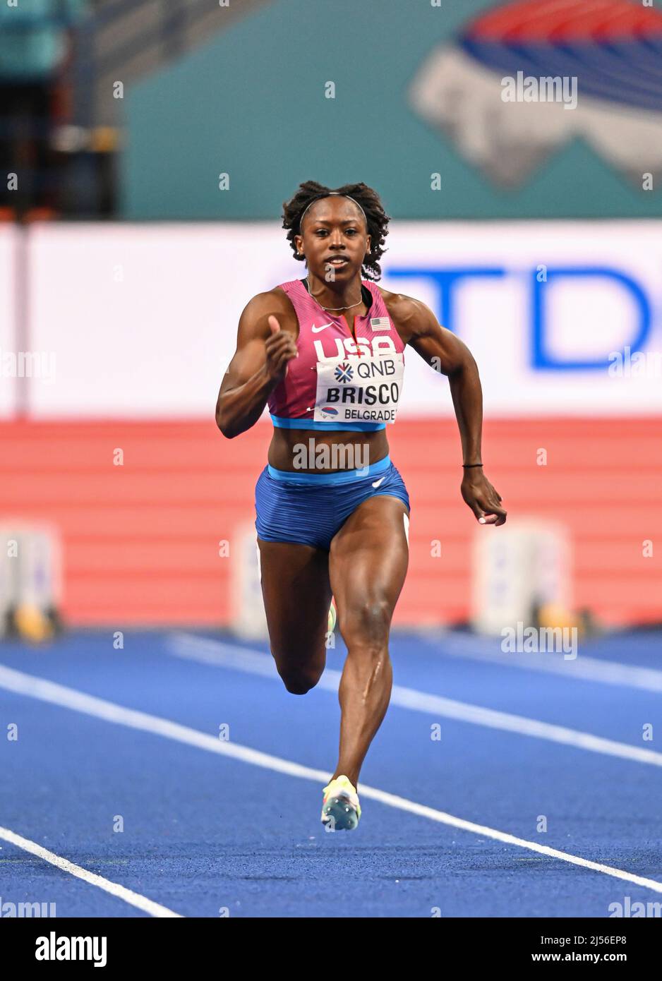 Mikiah Brisco participating in the Belgrade 2022 World Indoor ...
