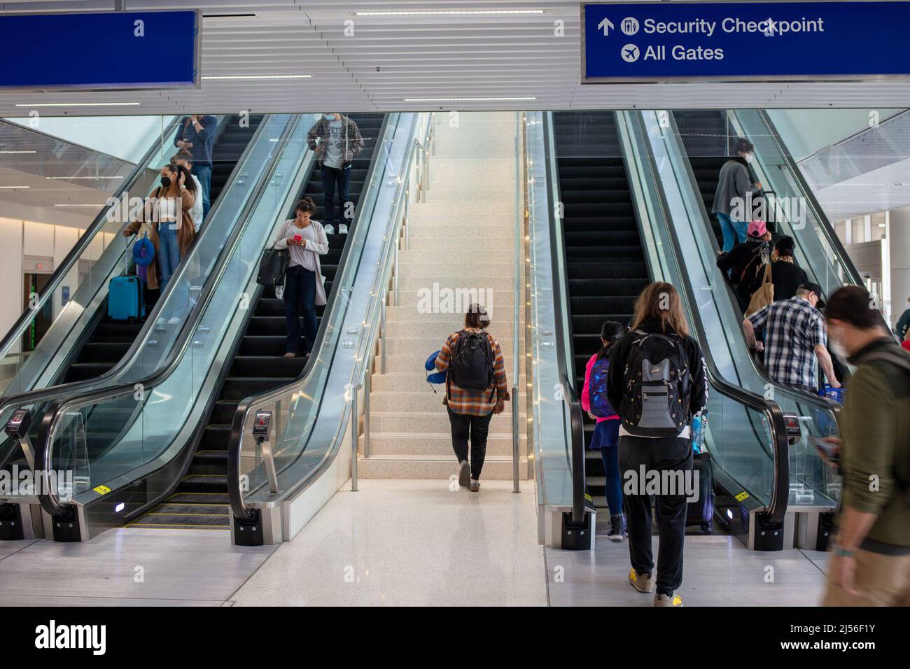 Los Angeles, CA April 20th: Delta customers use the stairs/escalators ...