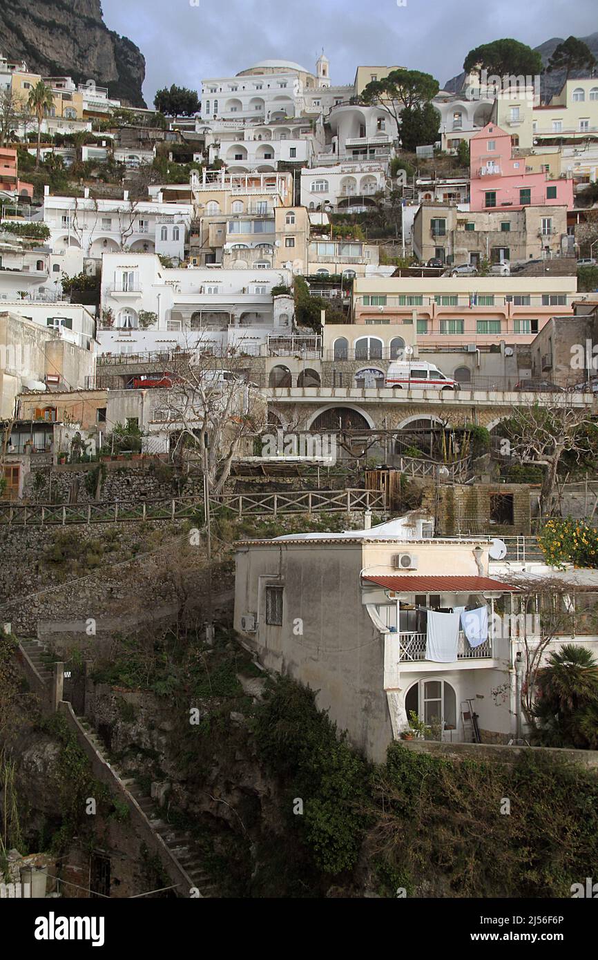 Buildings on a hillside in Positano, Italy Stock Photo - Alamy