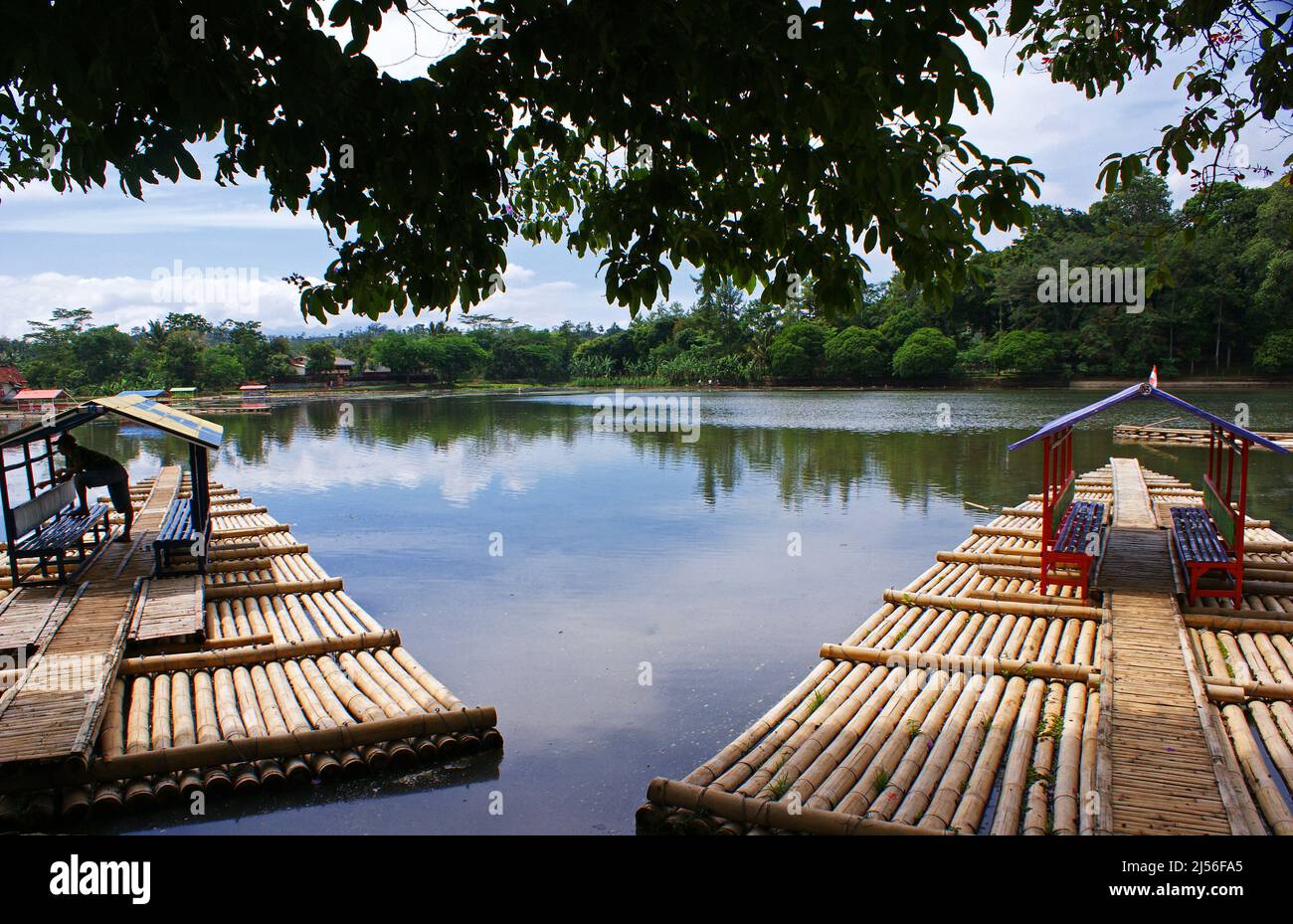 Rakit, Getek, Bamboo Raft at Situ Cangkuang Lake, Garut, West Java, Indonesia Stock Photo - Alamy