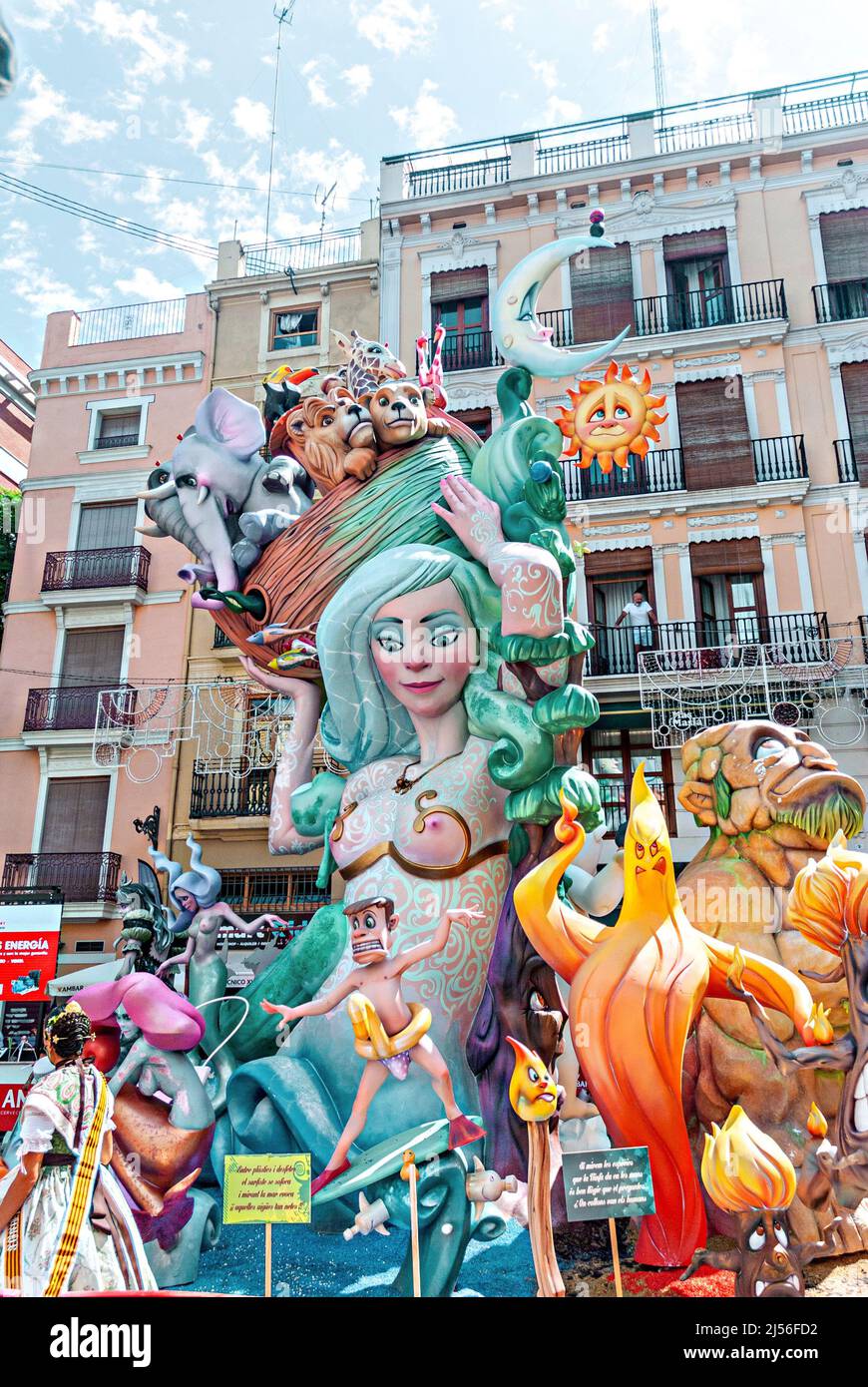 Sculptures for Fallas celebration in Valencia Spain Stock Photo - Alamy