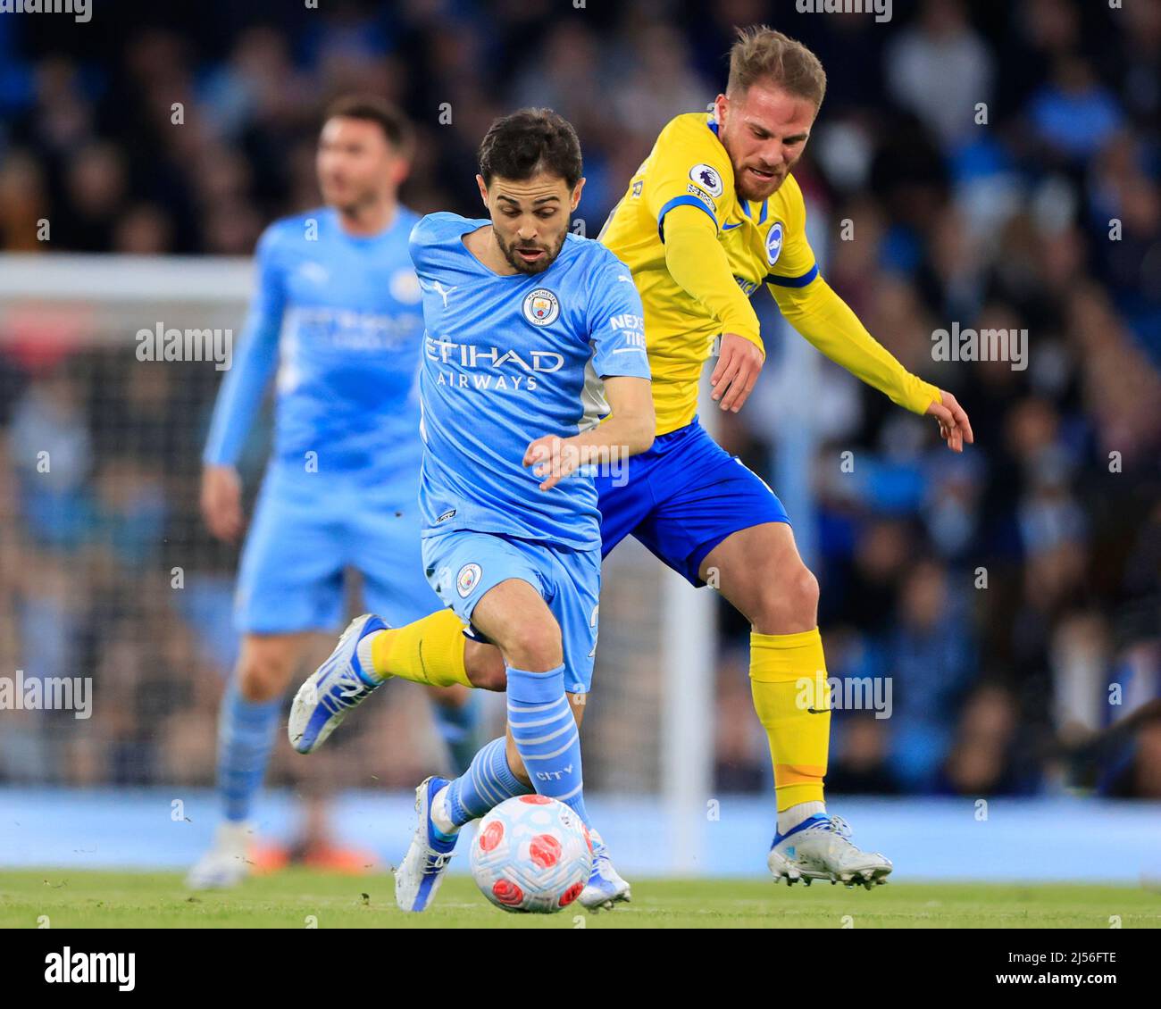 Bernardo Silva #20 of Manchester City and Alexis Mac Allister #10 of Brighton & Hove Albion ...