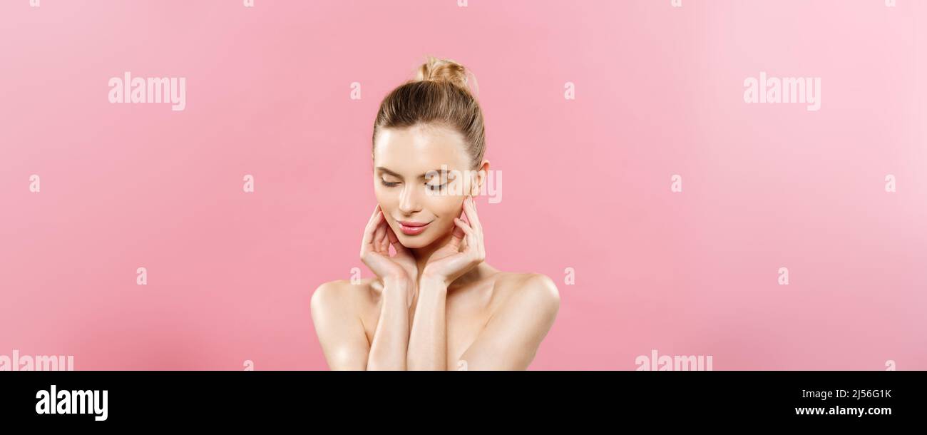 Beauty Spa Concept - Caucasian Woman with perfect face skin Portrait ...