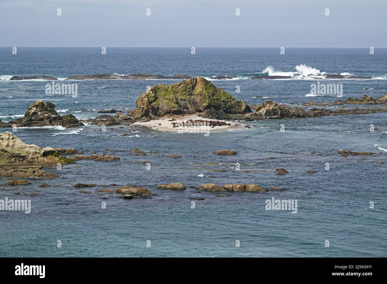 This tiny sandy beach at Simpson Reef near Charleston, Oregon, is a ...