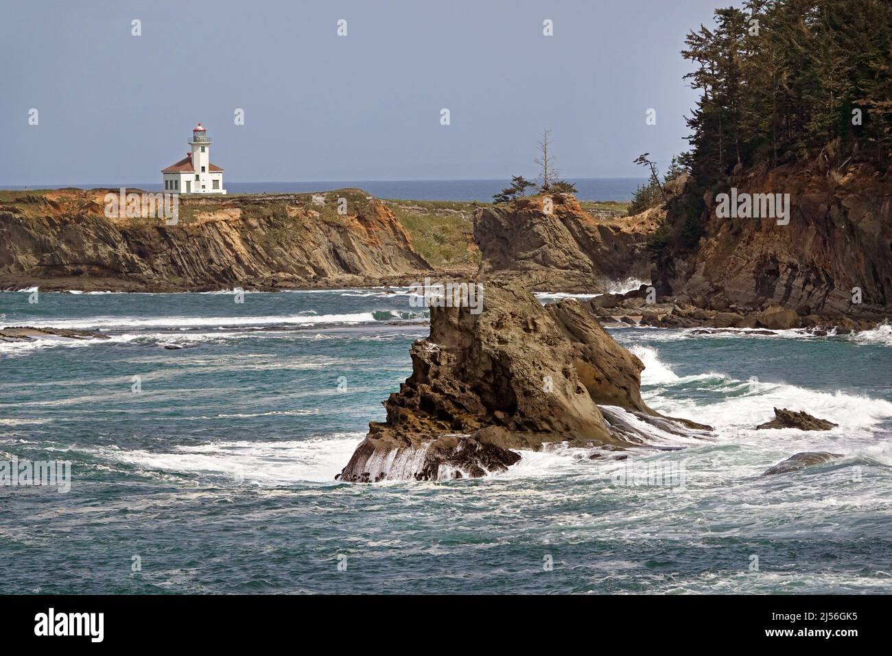 The Cape Arago Lighthouse, built in 1934 on Caape Arago, Oregon, on the ...